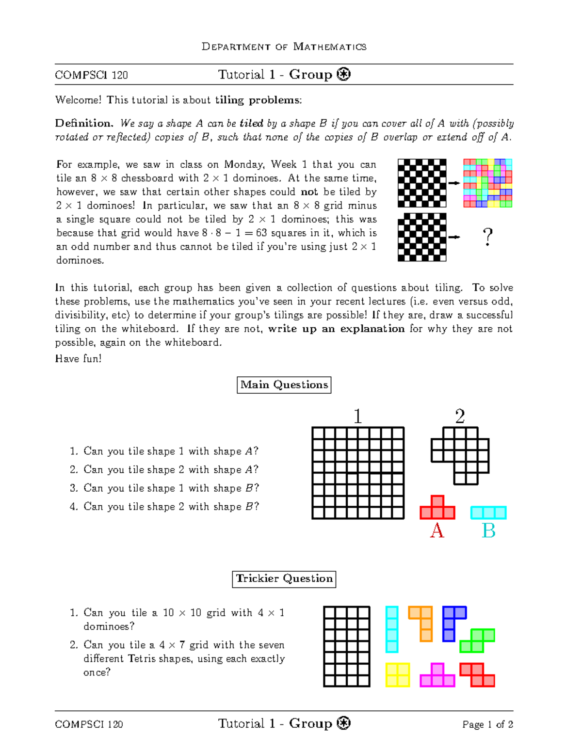 Compsci 120 Tutorial 1 Version 2 Department Of Mathematics Compsci 120 Tutorial 1 Group