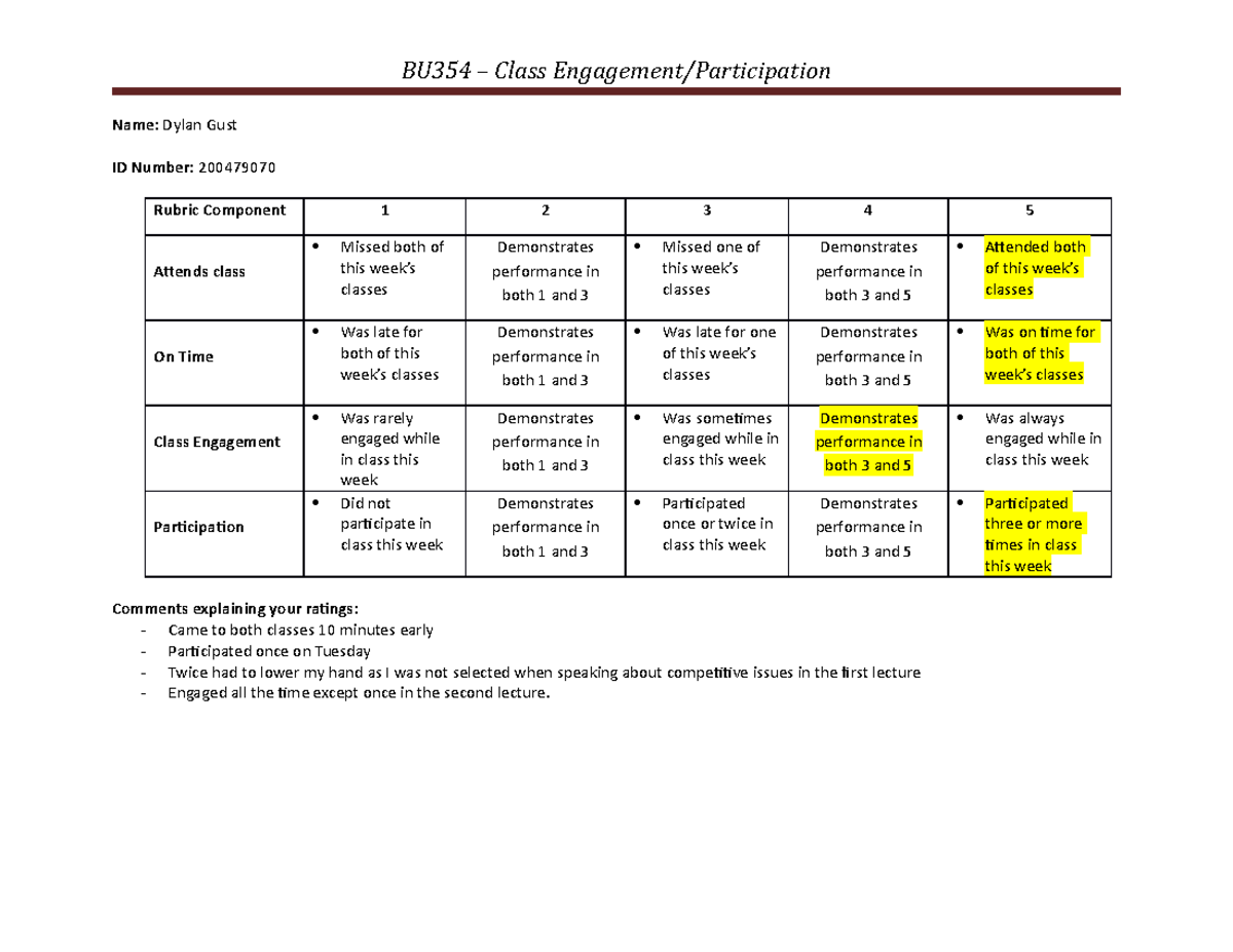4-BU354 - Class Engagement-Participation Form-2 - BU354 – Class ...