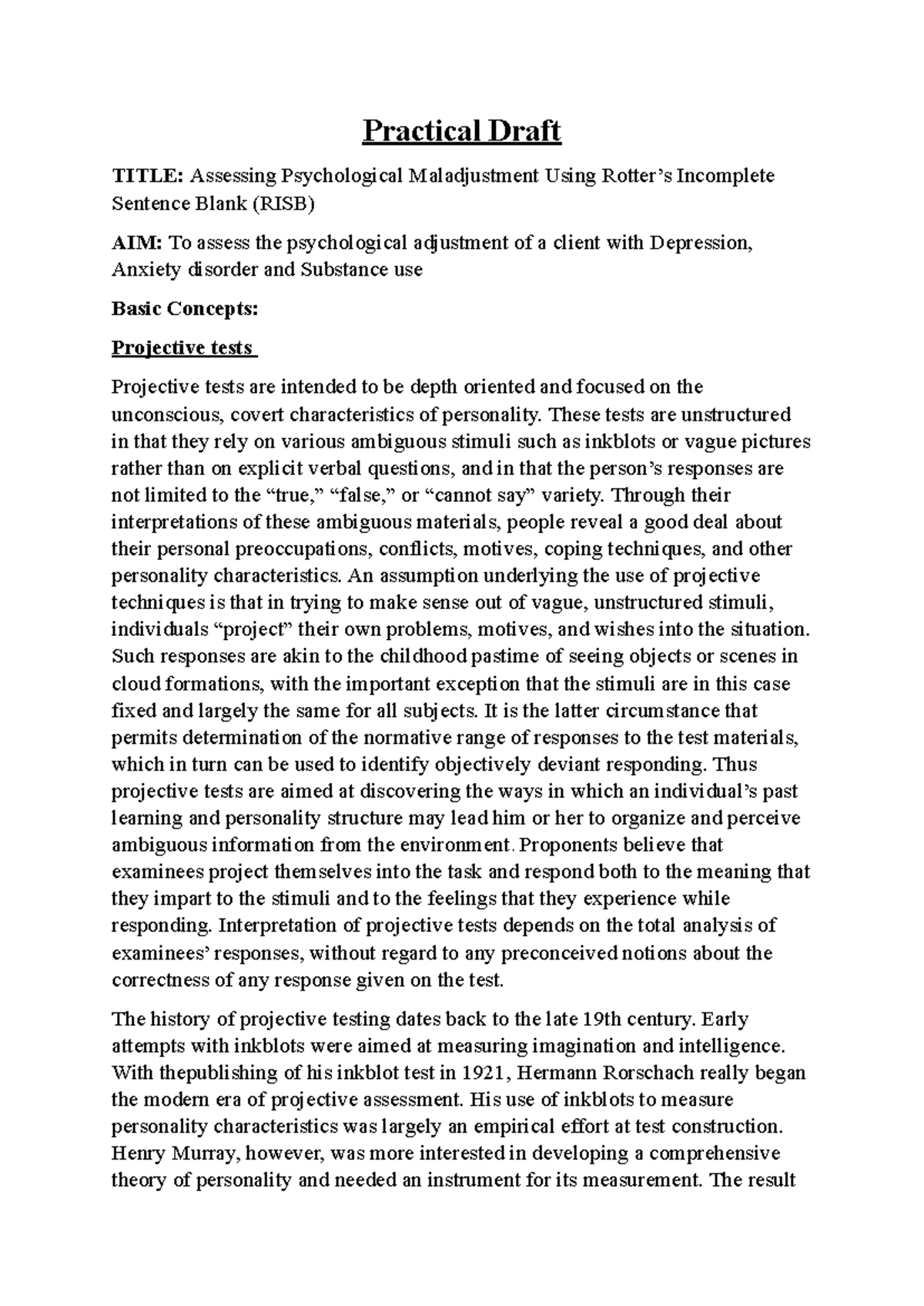 Practical Draft umd - Practical Draft TITLE: Assessing Psychological ...