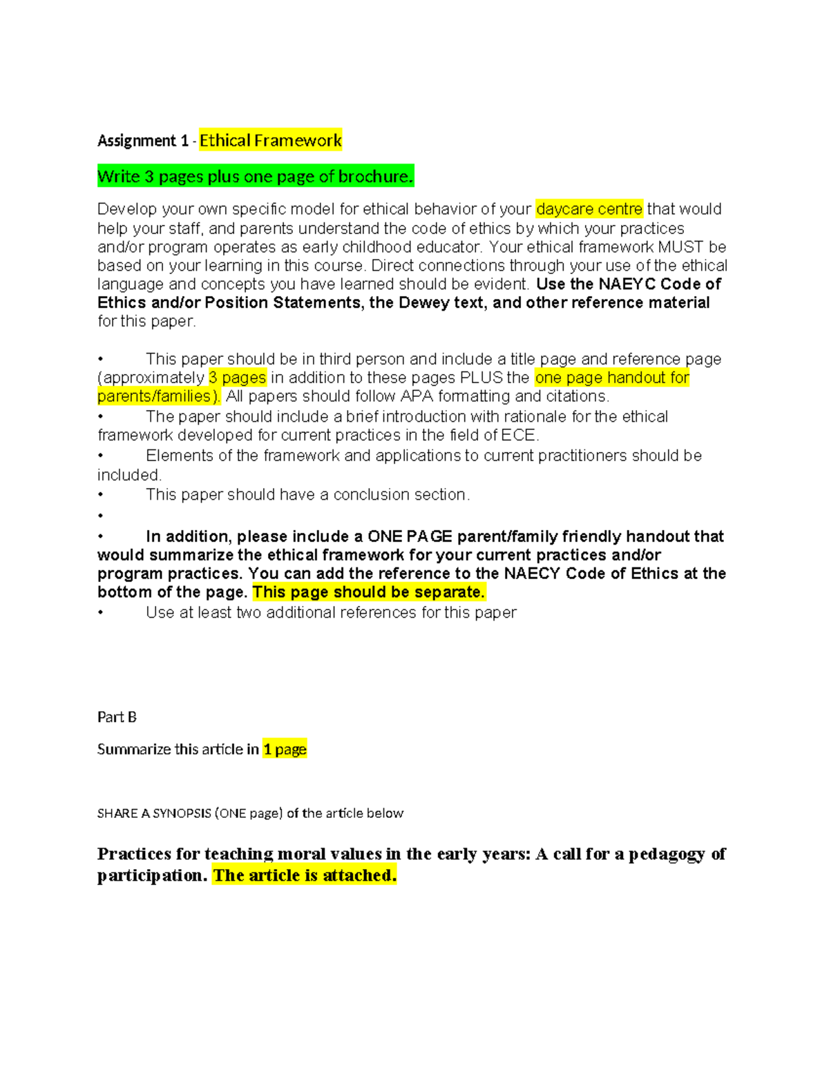 Ethical frame work question - Assignment 1 - Ethical Framework Write 3 ...