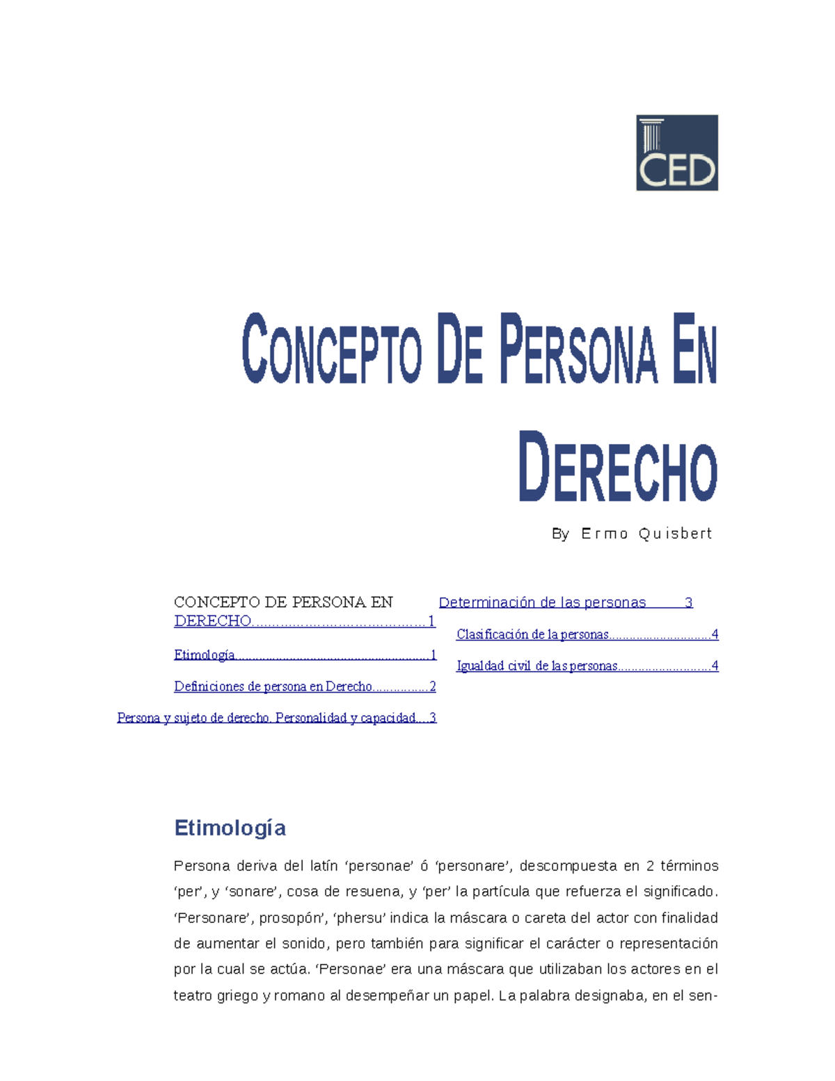 Persona (1) - CONCEPTO DE PERSONA EN DERECHO By E r m o Q u i s b e r t ...