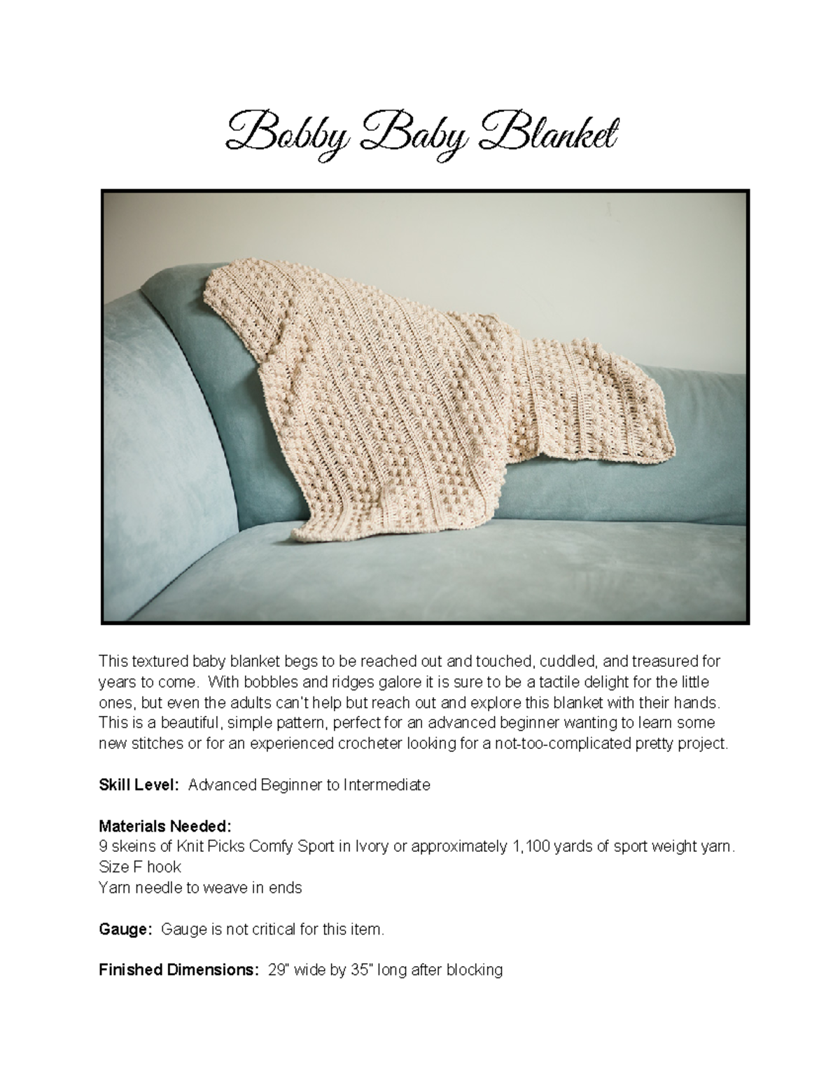 Bobby Baby Blanket Pattern-smallerfilesize 2 - Bobby Baby Blanket This ...