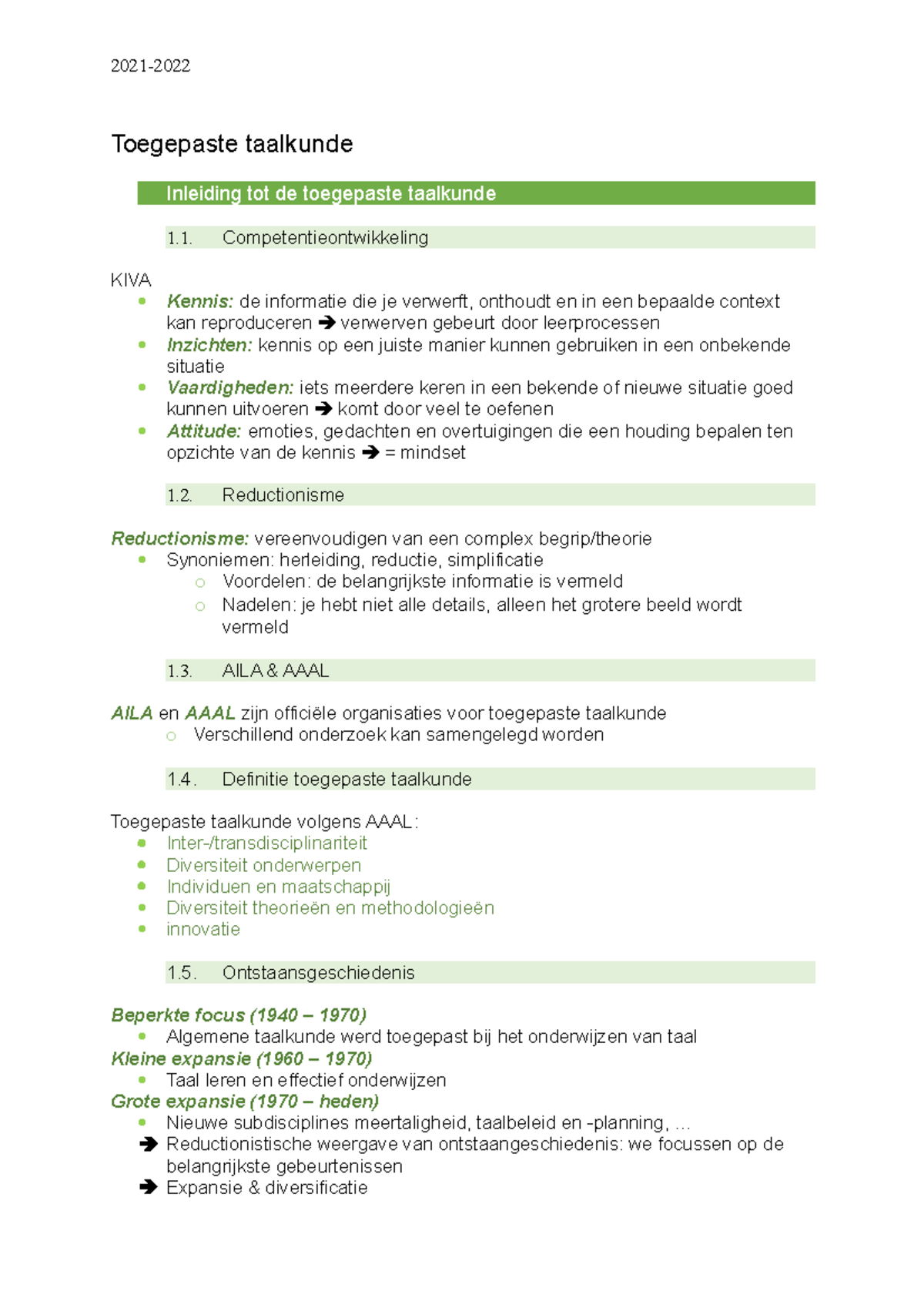 Toegepaste taalkunde samenvatting - Toegepaste taalkunde 1. Inleiding ...