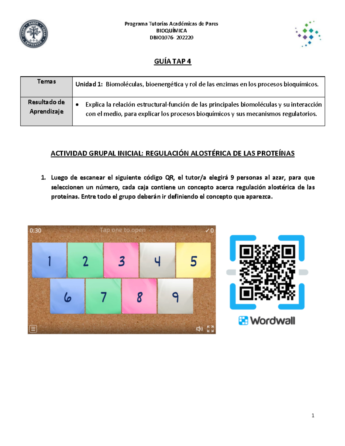 4 Guía TAP 4 (DBIO 1076) - 202220 - BIOQUÍMICA DBIO1076- 202220 GUÍA ...