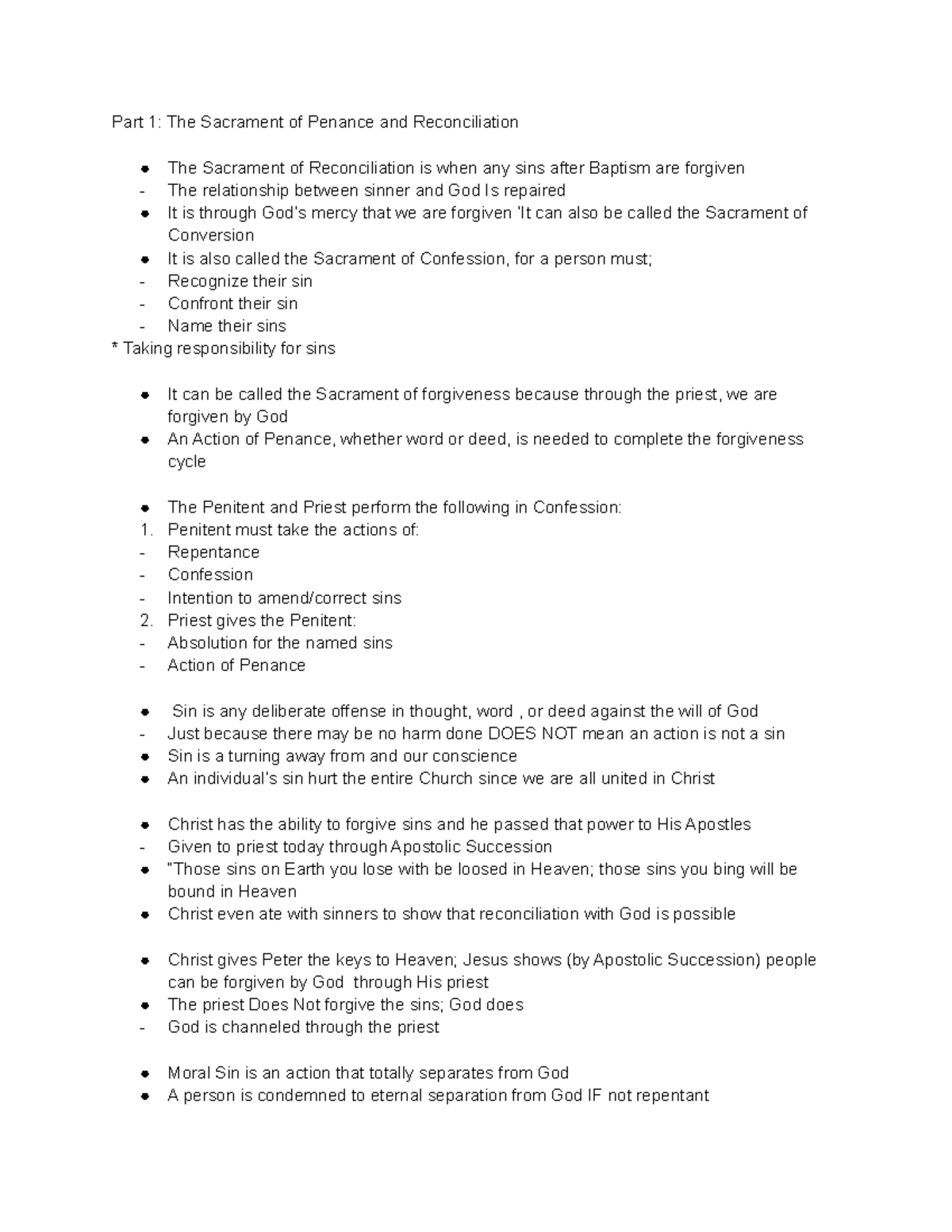 Part 1 and 2 theo penance anonitng of the sick - Part 1: The Sacrament ...