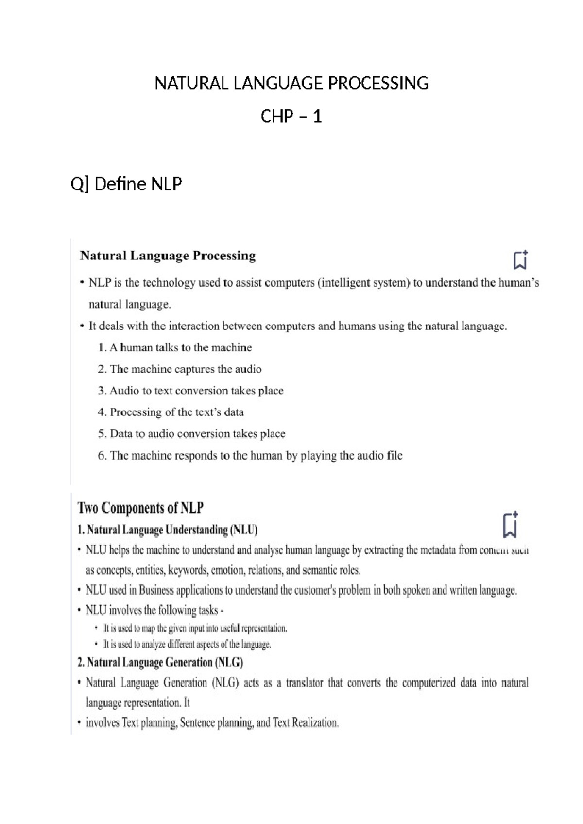 Natural Language Processing - Computer Science SL - NATURAL LANGUAGE PROCESSING CHP – 1 Q ...