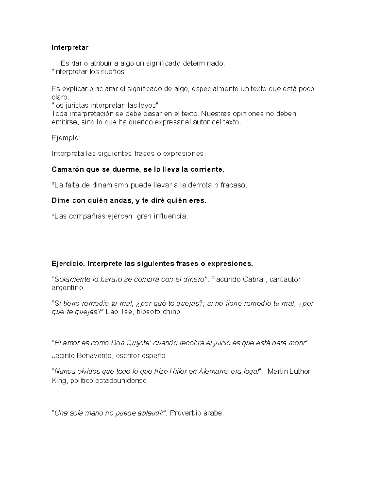 Interpretar estos textos, Lengua II 2020-2021 - Interpretar Es dar o ...