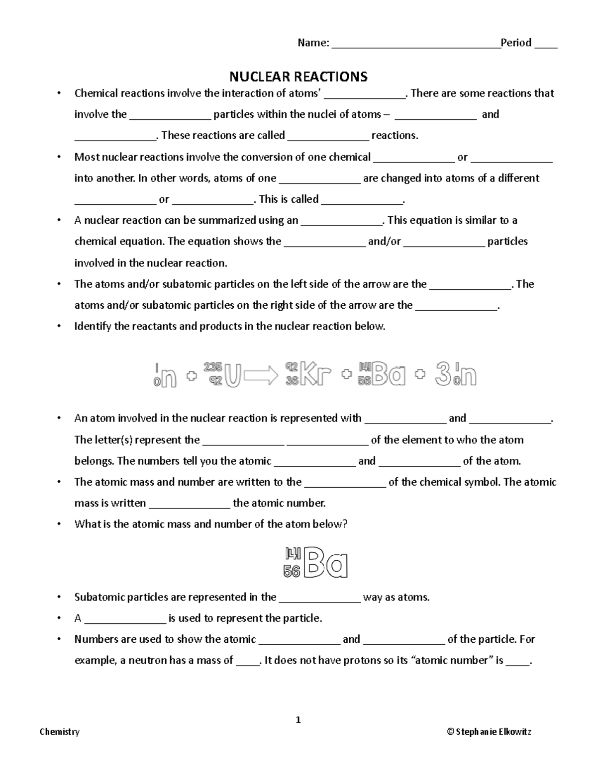 Nuclear Reactions PP Notes - Name: _____________________________Period ...