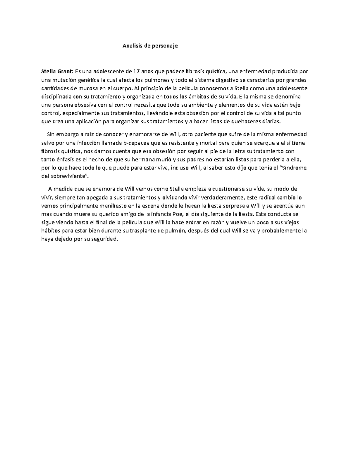 Analisis de personaje Stella Grant - Al principio de la película ...