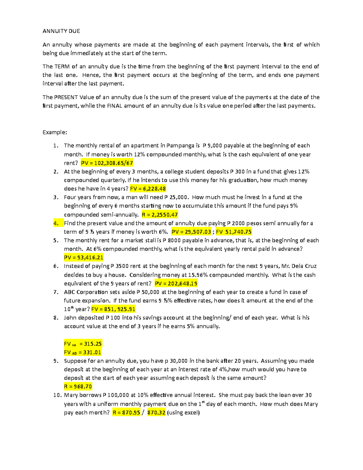 Annuity Due Math In The Modern World Annuity Due An Annuity Whose Payments Are Made At The