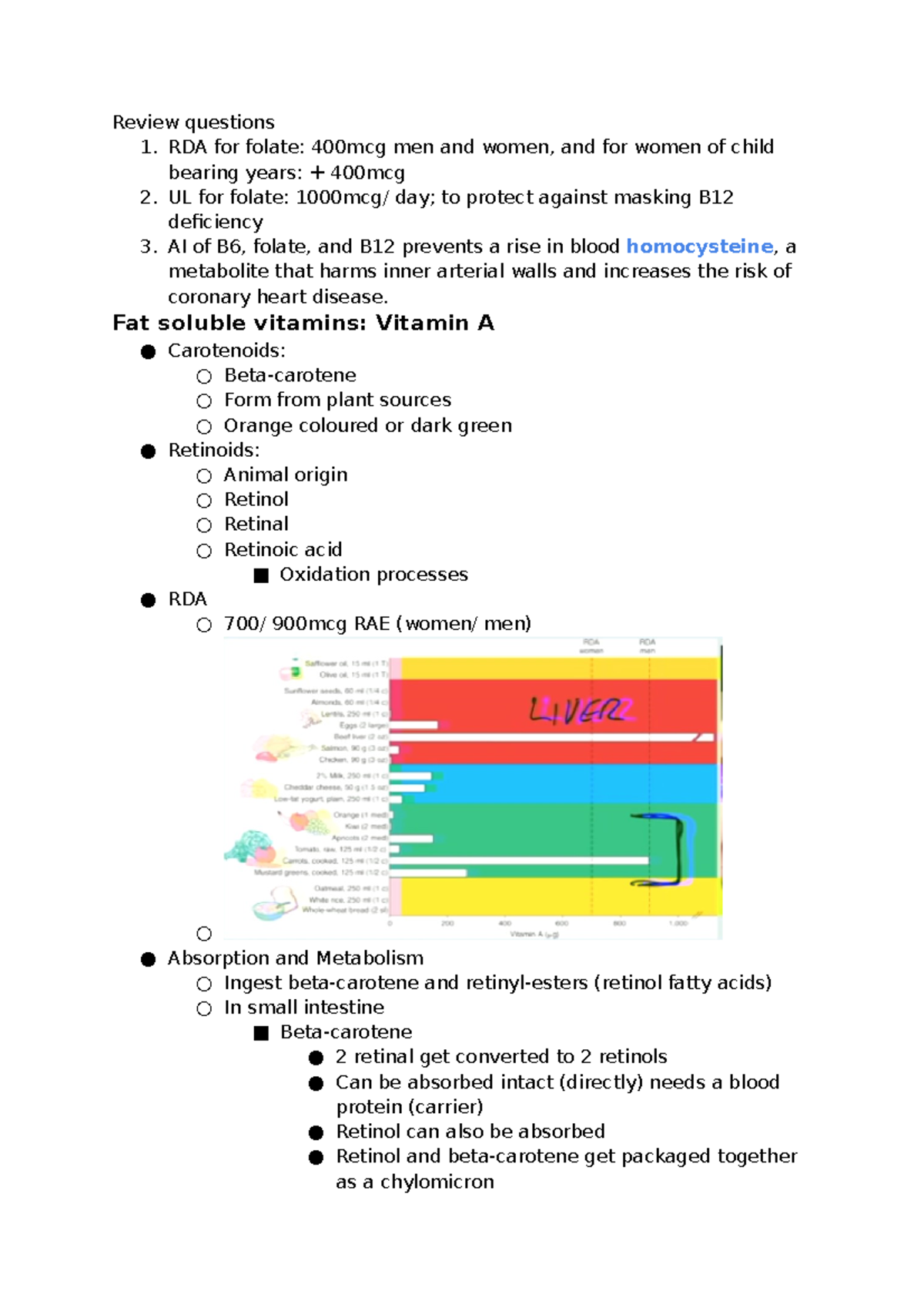 C 30 Nov 2017 - notes - Review questions 1. RDA for folate: 400mcg men ...