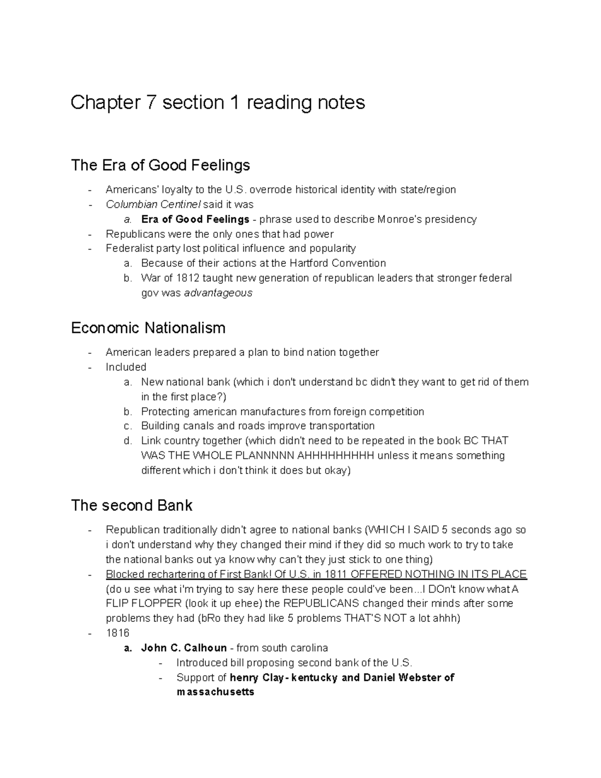 Chapter 7 section 1 reading notes - Chapter 7 section 1 reading notes ...