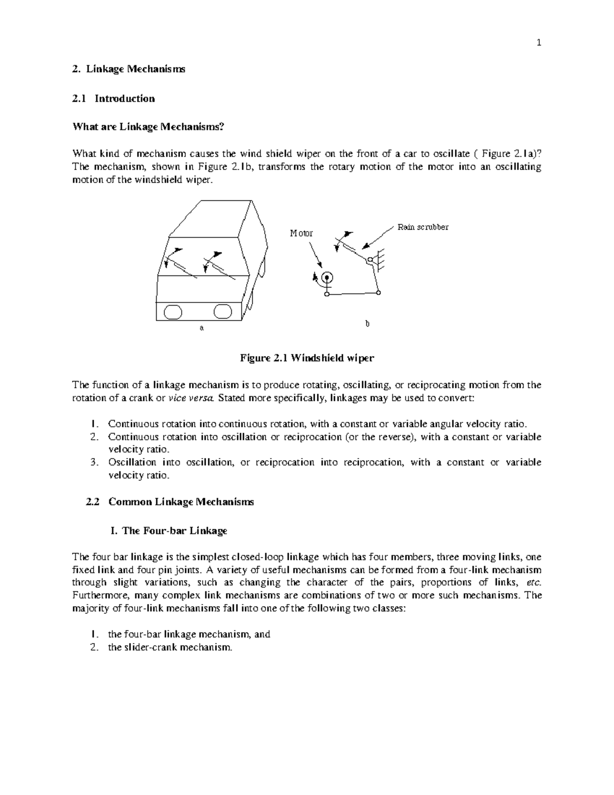 2. Linkage Mechanisms - 2. Linkage Mechanisms 2 Introduction What are ...