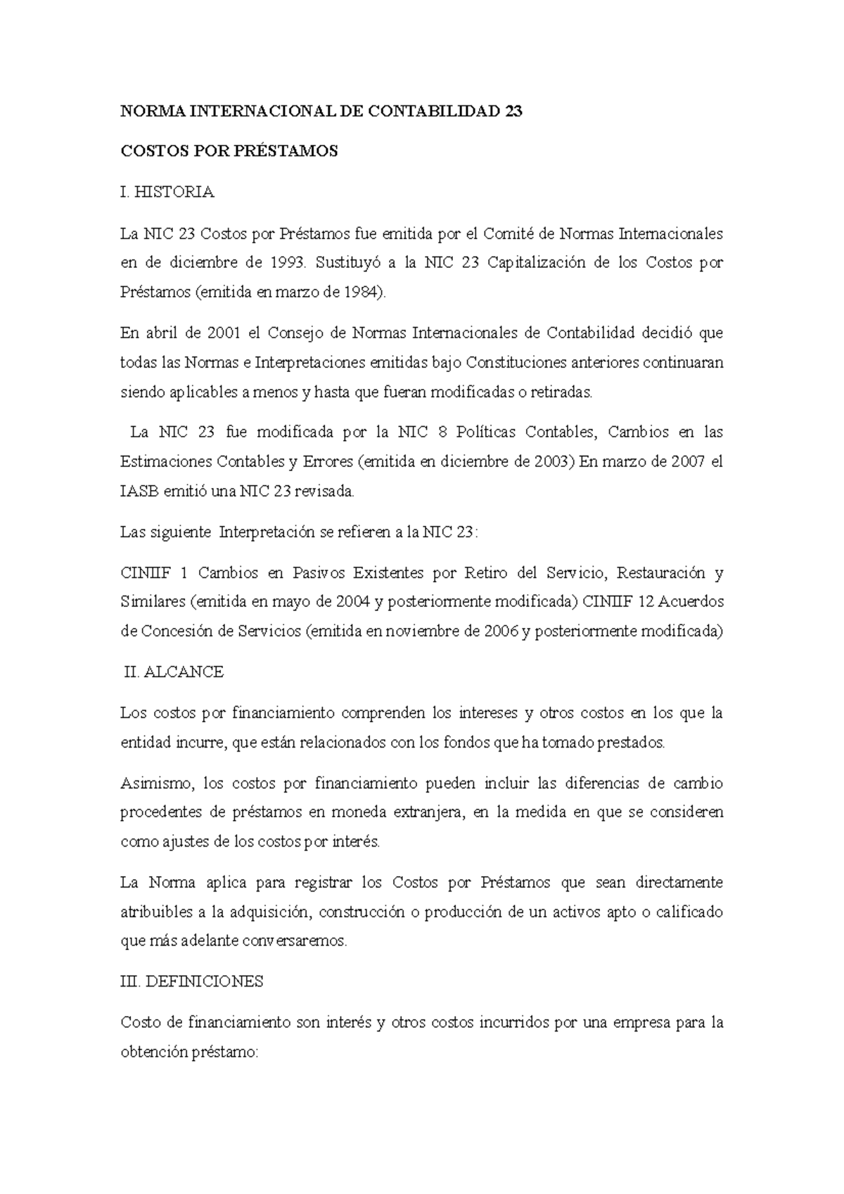 NIC 23 n - Resumen de la nic 23 - NORMA INTERNACIONAL DE CONTABILIDAD ...