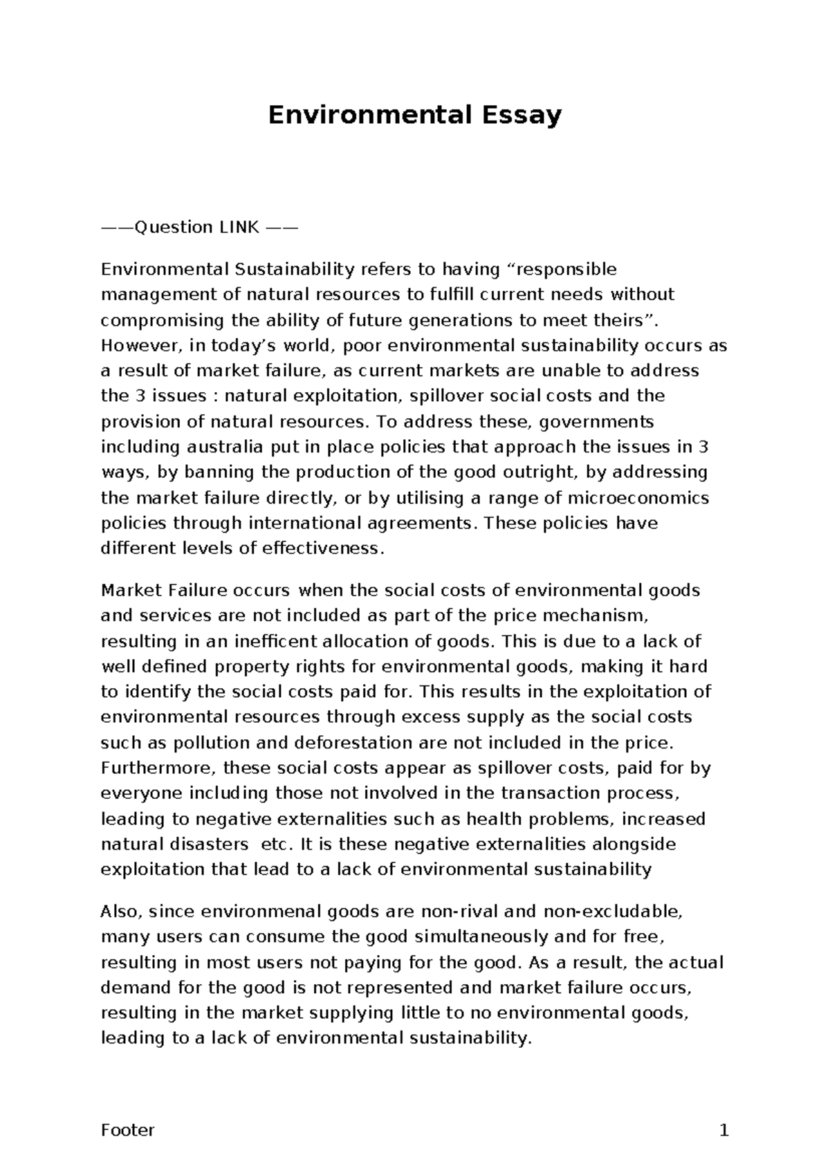 Environmental Essay - Good - Environmental Essay ——Question LINK ...