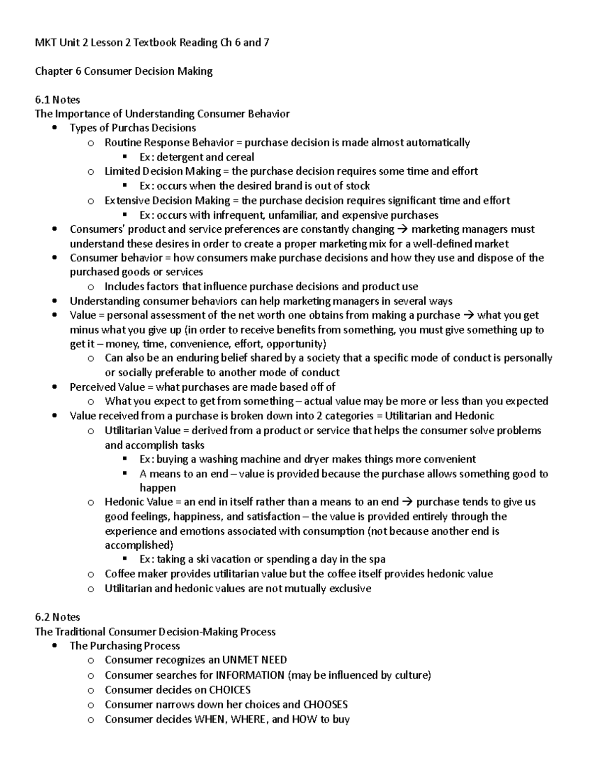 MKT Unit 2 Lesson 2 Textbook Reading Ch 6 and 7 - MKT Unit 2 Lesson 2 ...