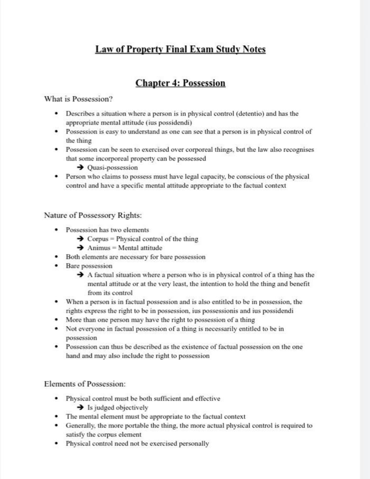 Possession, Property - study material - PVL3701 - Studocu