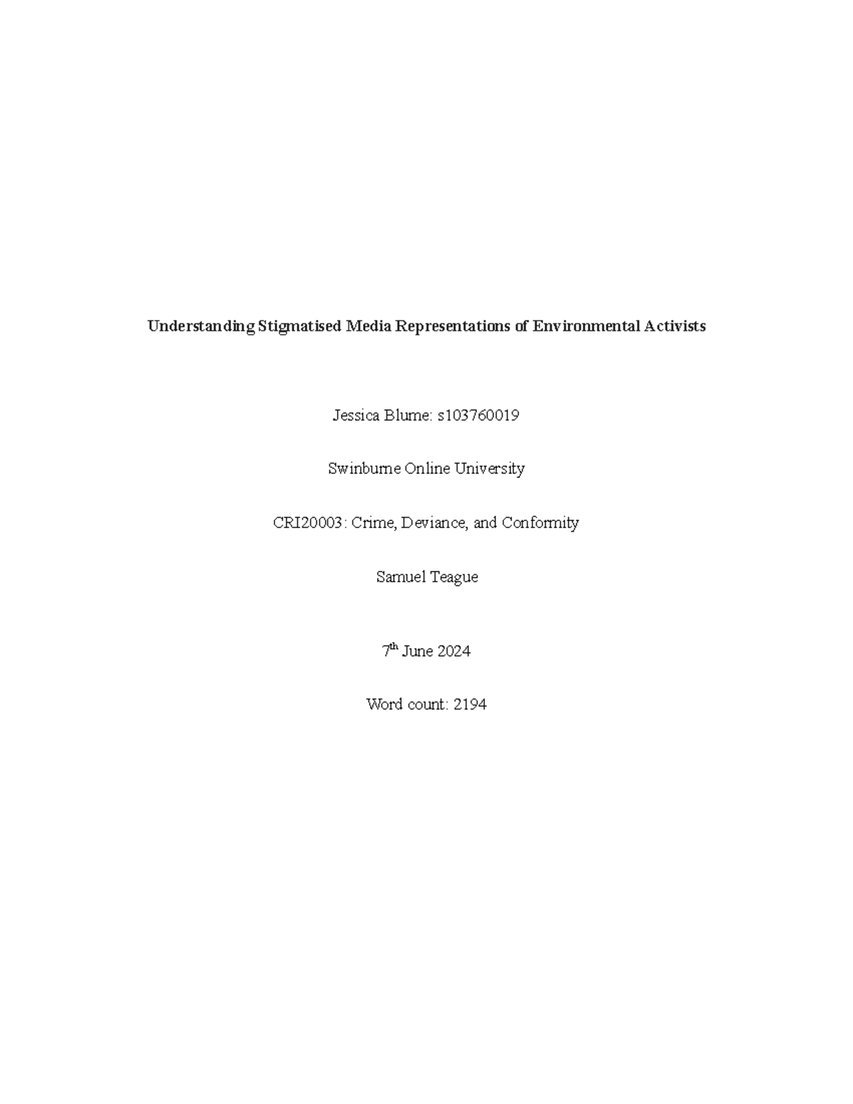 Done - Understanding Stigmatised Media Representations of Environmental ...