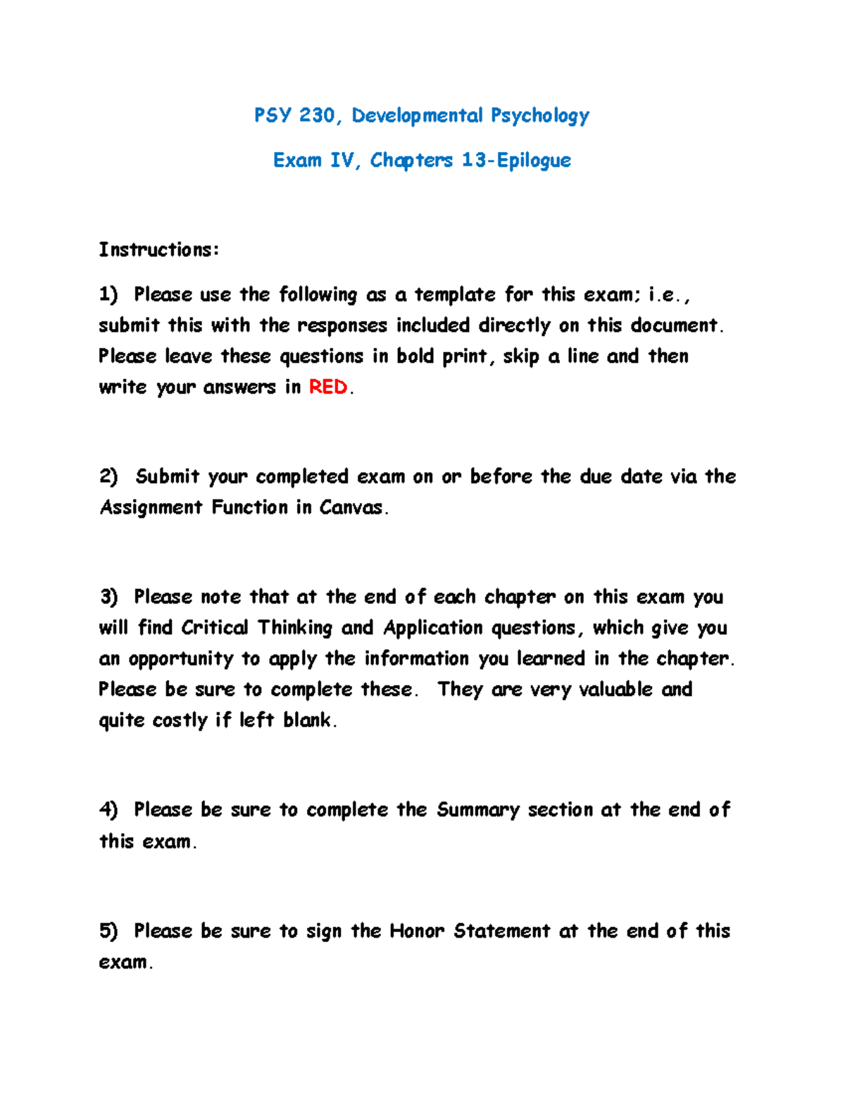 Psy 230, Exam IV, Chapters 13-Epilogue - PSY 230, Developmental ...