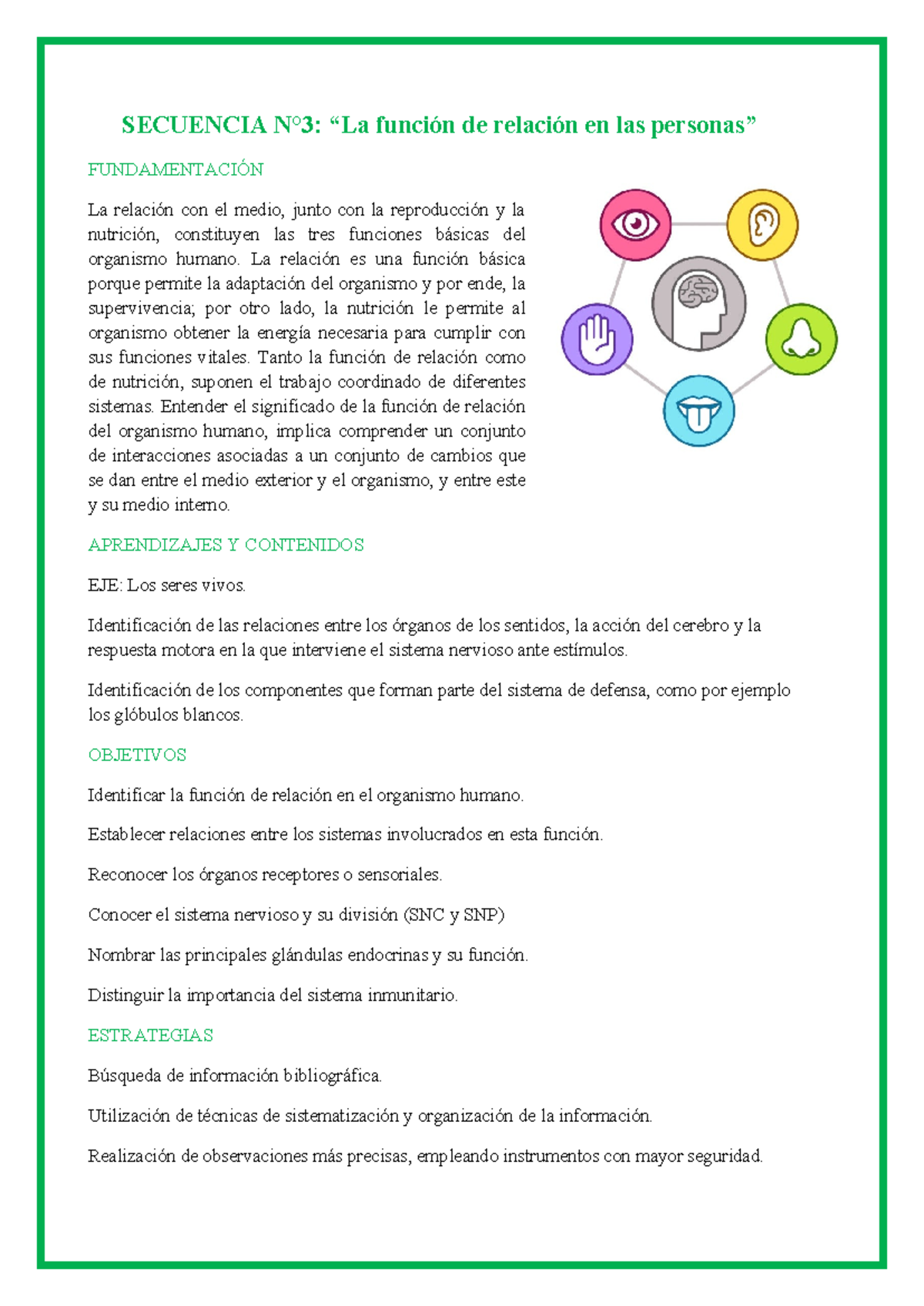 Funcion de relación y control - SECUENCIA N°3: “La función de relación ...