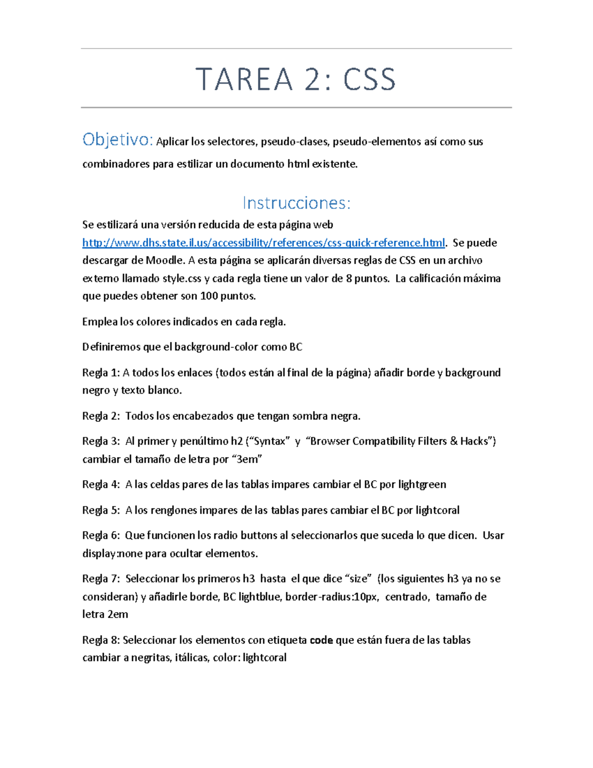 Tarea 2 - CSS - TAREA 2: CSS Objetivo: Aplicar los selectores, pseudo ...