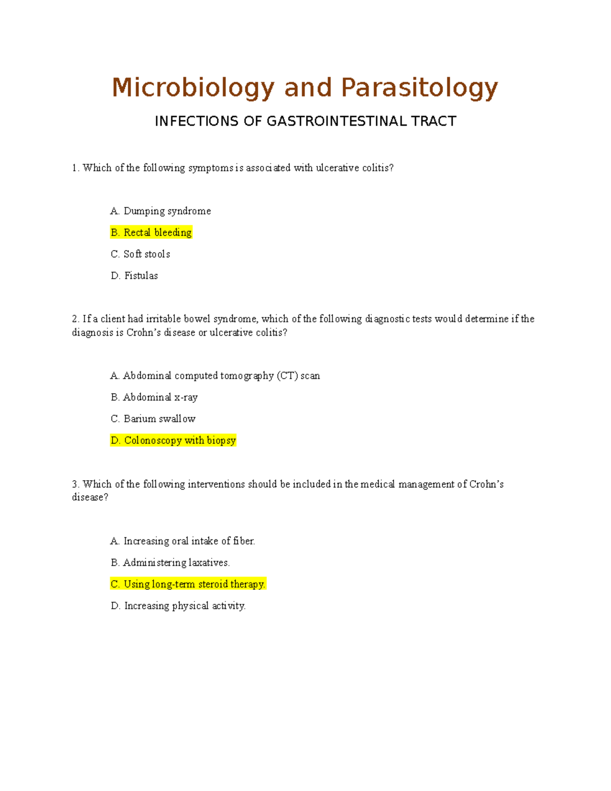 Gastrointestinal Tract 2 - Microbiology and Parasitology INFECTIONS OF ...