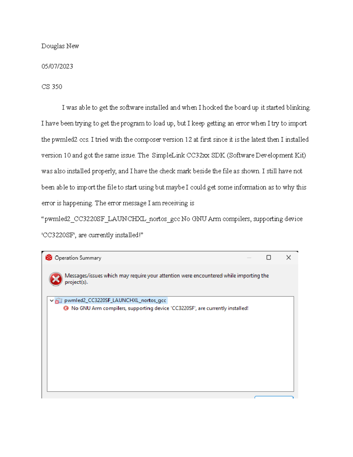 CS 350 Assignment 1-4 - Douglas New 05/07/ CS 350 I was able to get the ...