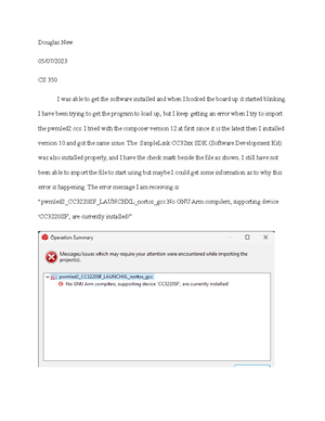CS 350 Milestone Two UART GPIO Lab Guide - If you have not installed CCS, please install CCS by ...