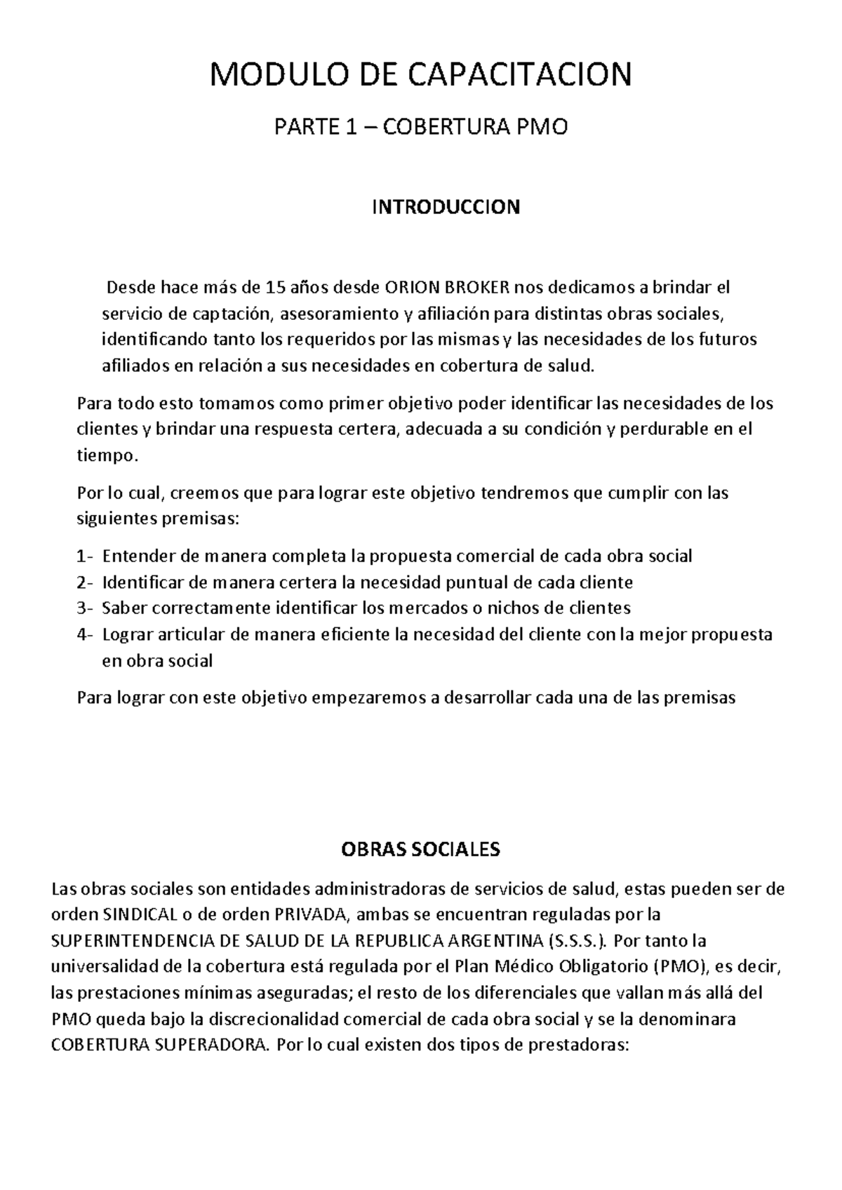 Modulo DE Capacitacion part 1 - MODULO DE CAPACITACION PARTE 1 – COBERTURA PMO INTRODUCCION ...