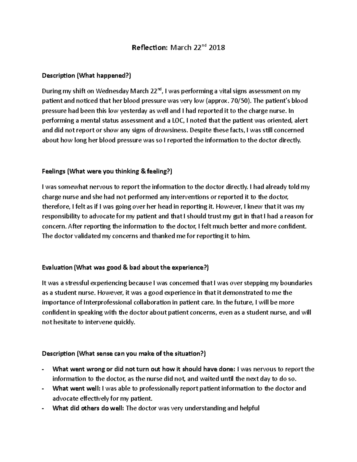 Reflection March 22nd - Reflective note - Reflection: March 22nd 2018 ...