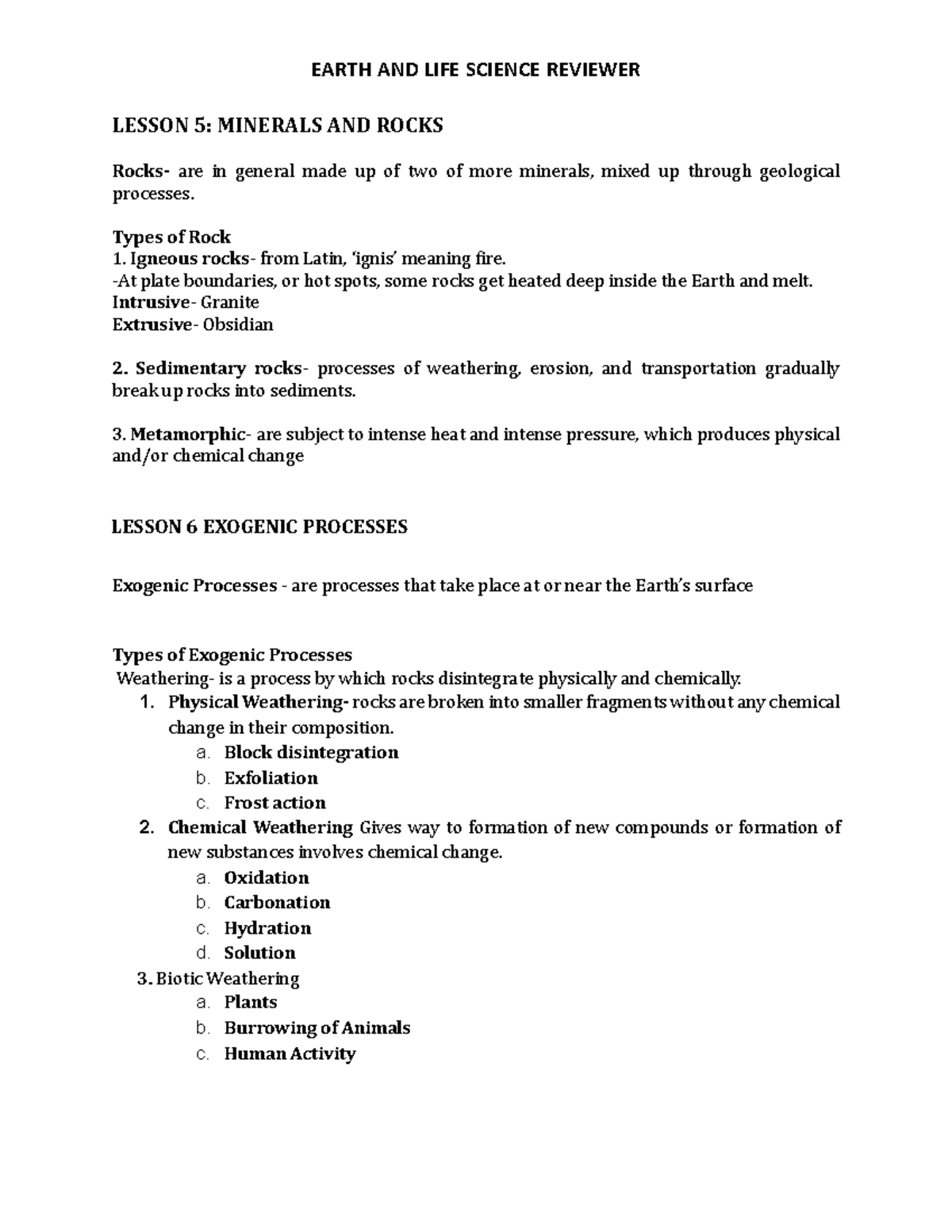 ELS-Reviewer - Earth Science Reviewer - LESSON 5: MINERALS AND ROCKS ...