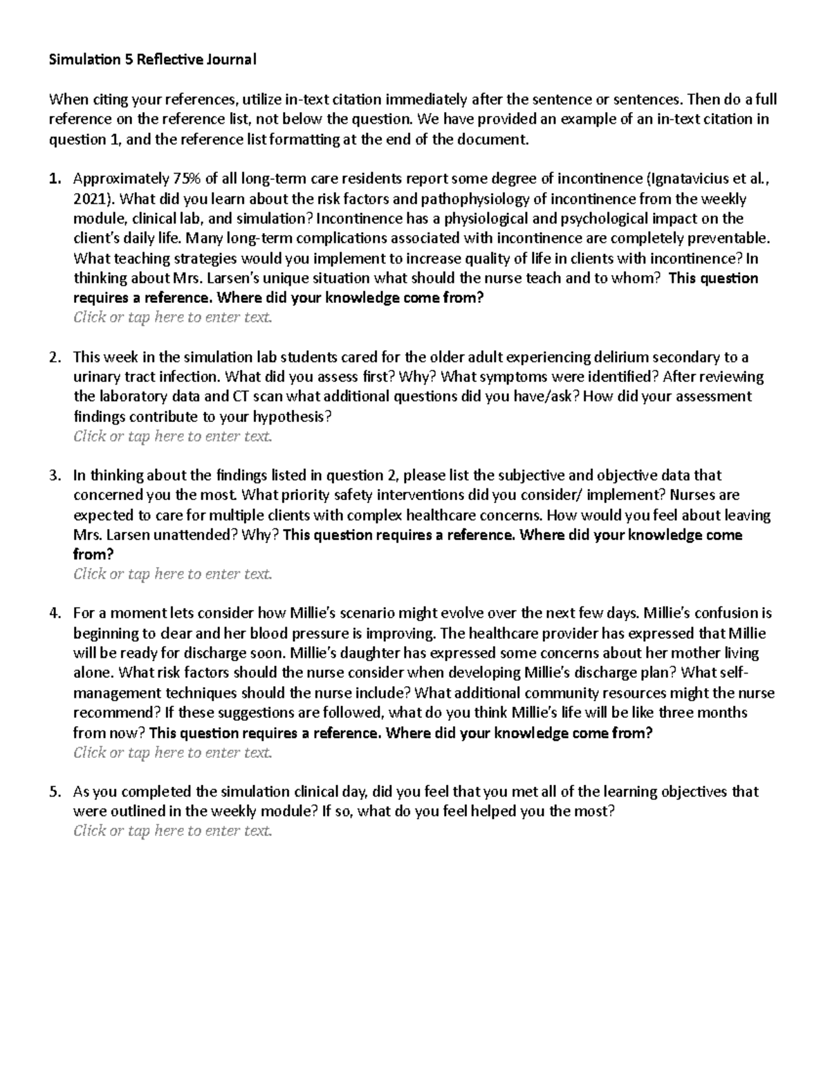 Simulation 5 Reflective Journal - Simulation 5 Reflective Journal When ...