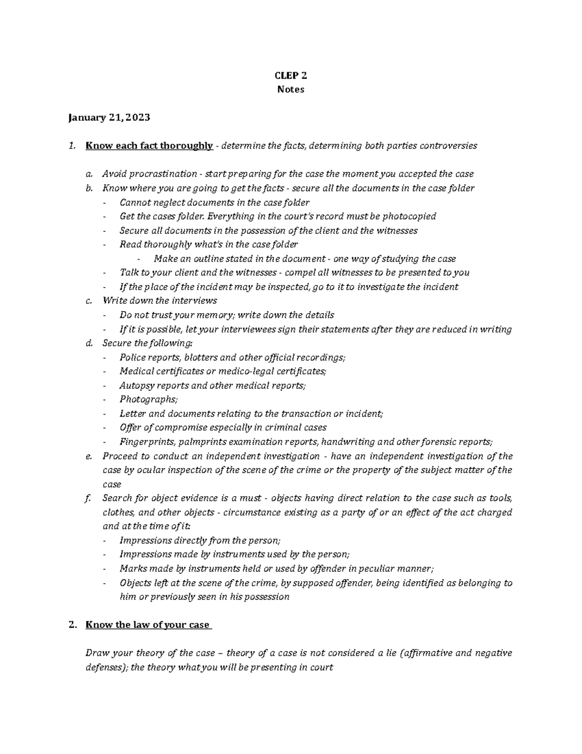 CELP 2 - Notes - CLEP 2 Notes January 21, 2023 Know each fact ...