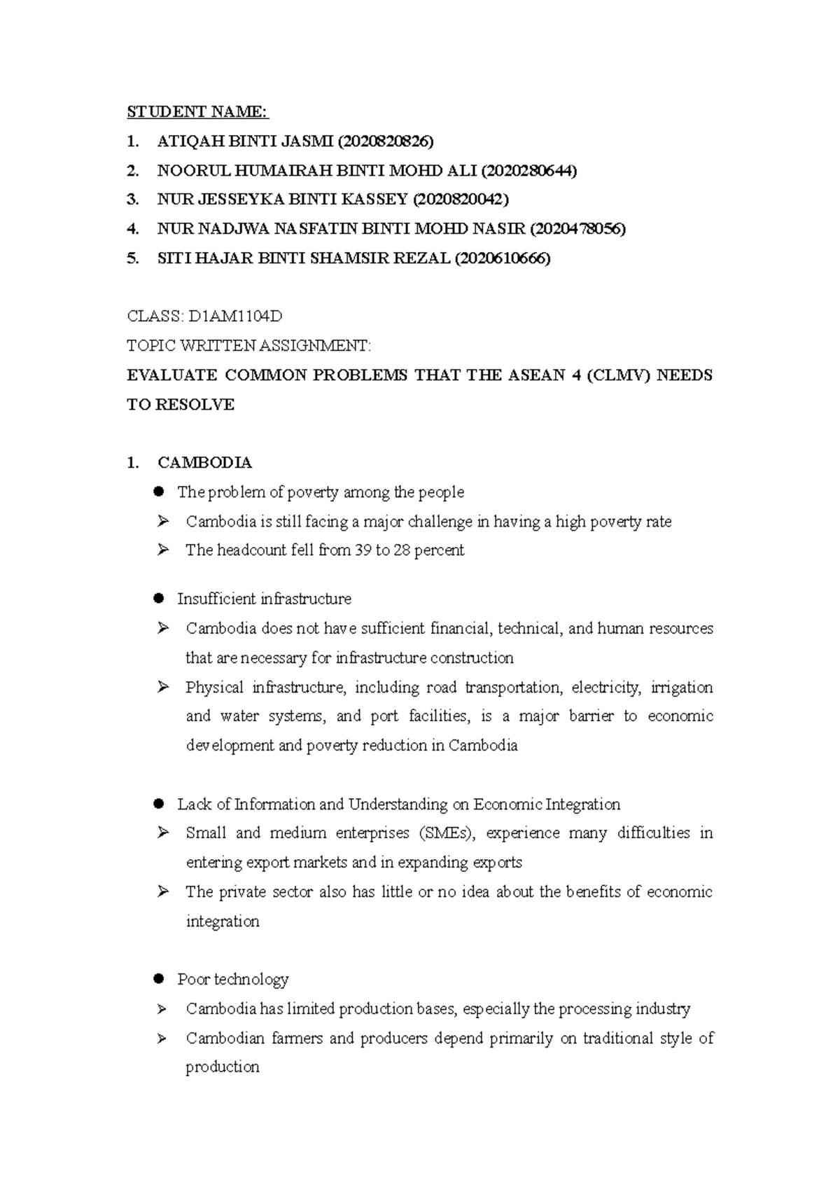 Draft Written Assignment PAD381 - STUDENT NAME: 1. ATIQAH BINTI JASMI ...