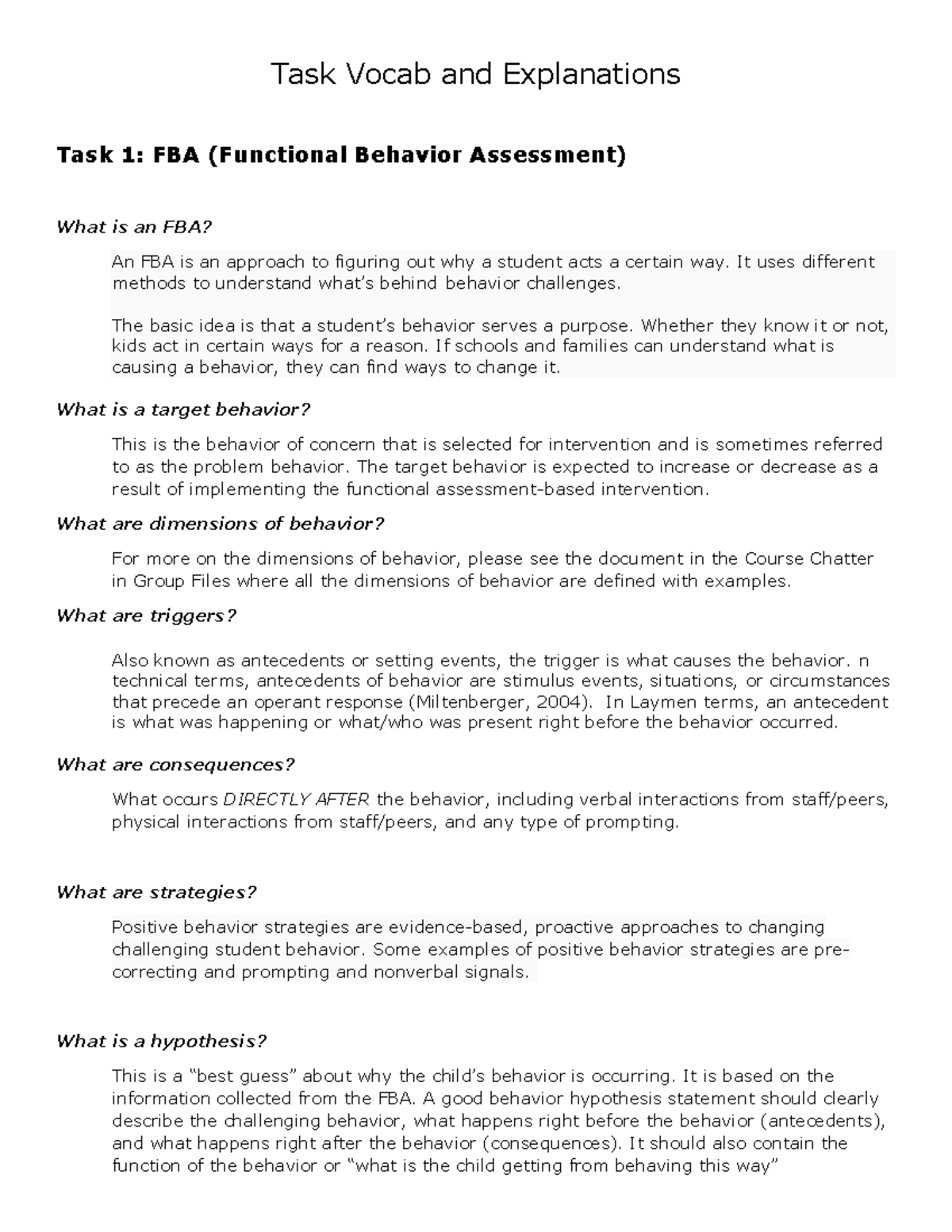 D001 Task 1 FBA Vocab - vocal - Task Vocab and Explanations Task 1: FBA ...