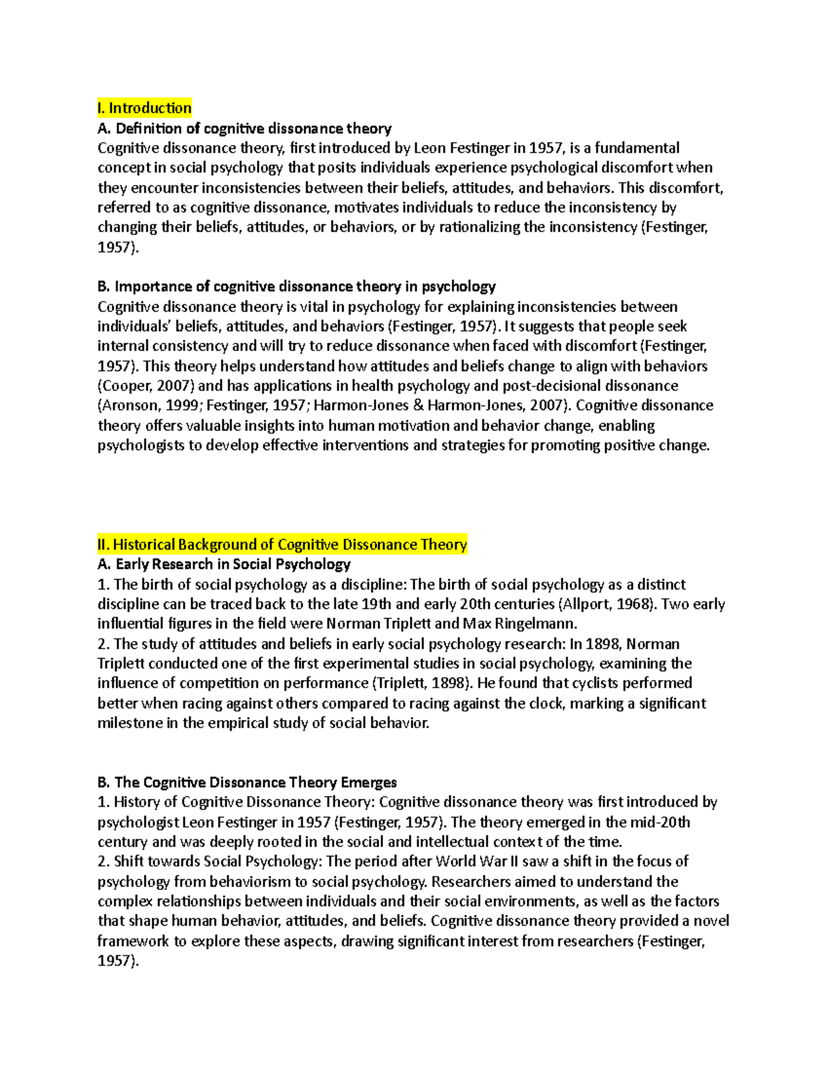 Sdfaefaf - psych - I. Introduction A. Definition of cognitive ...