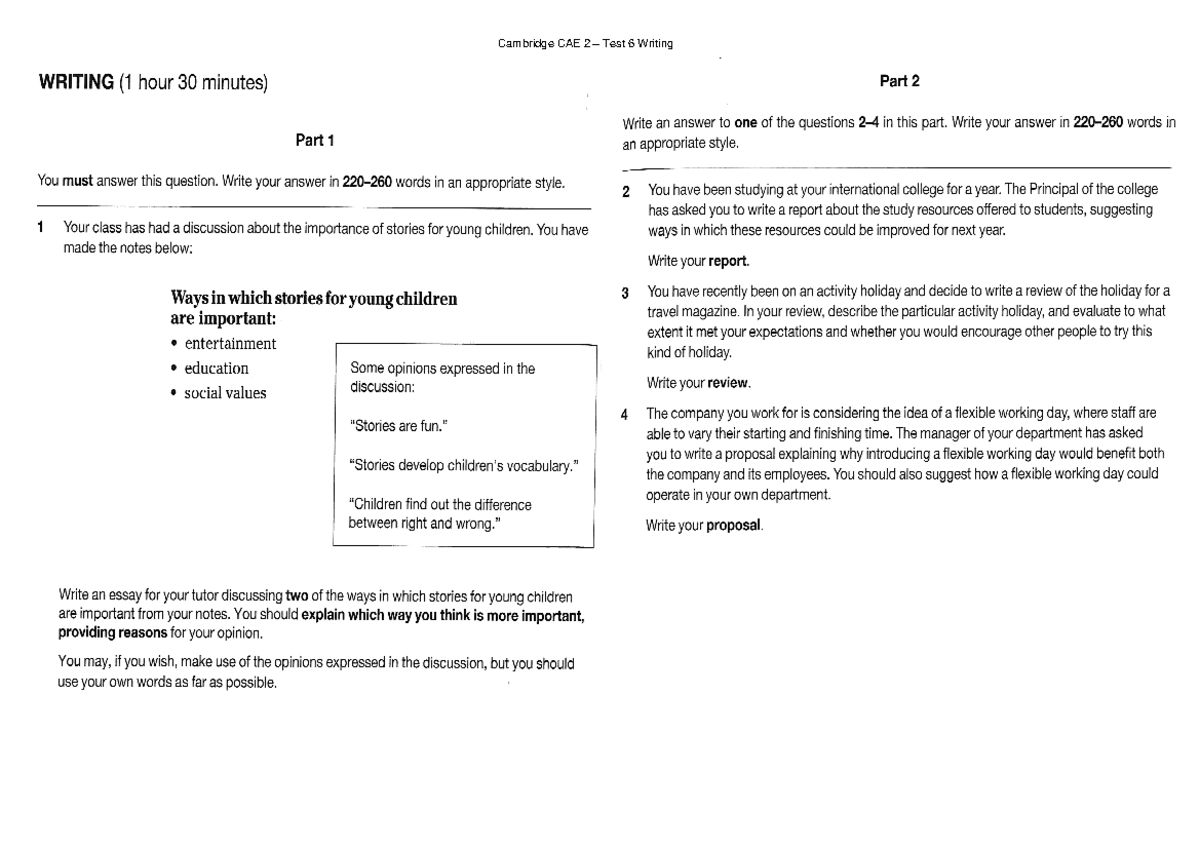 Test 6 - Writing - examen c1 ingles - Inglés I - Cambridge CAE 2 – Test ...