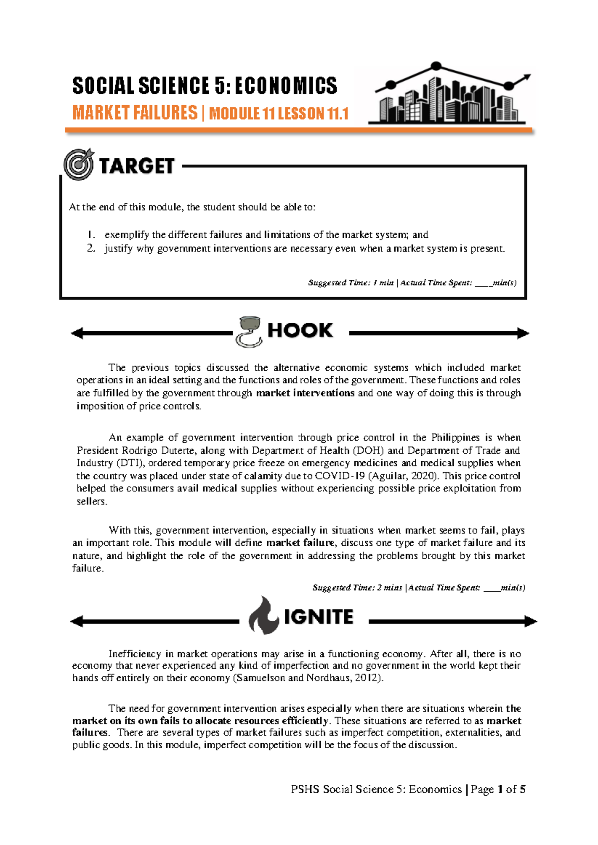 Lesson 11-11.1 Market Failures - SOCIAL SCIENCE 5: ECONOMICS MARKET FAILURES | MODULE 11 LESSON ...