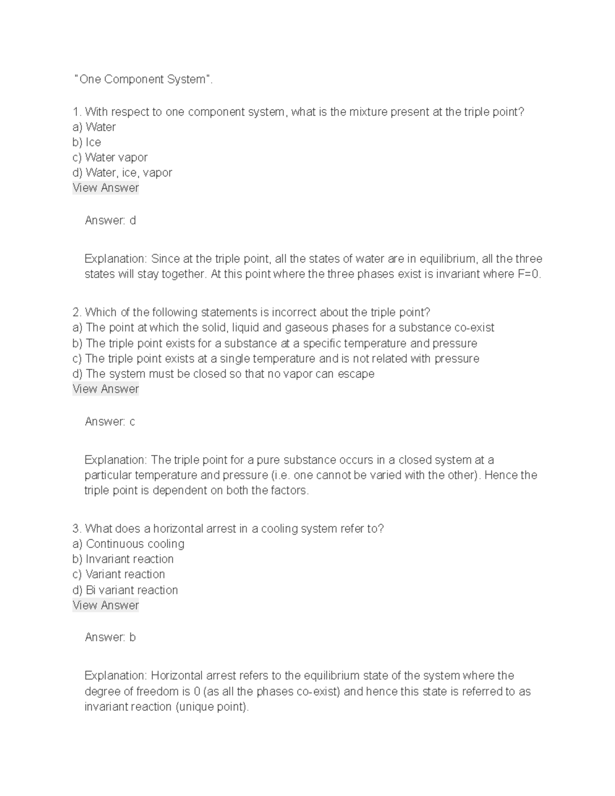 Engineering Chemistry (57) - “One Component System”. With respect to ...