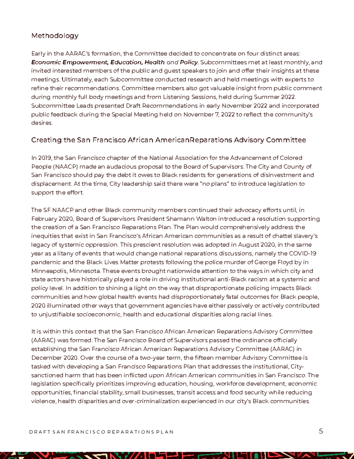 Business HRC Reparations 2022-2023 Report Final 0-3 - D R A F T S A N F ...