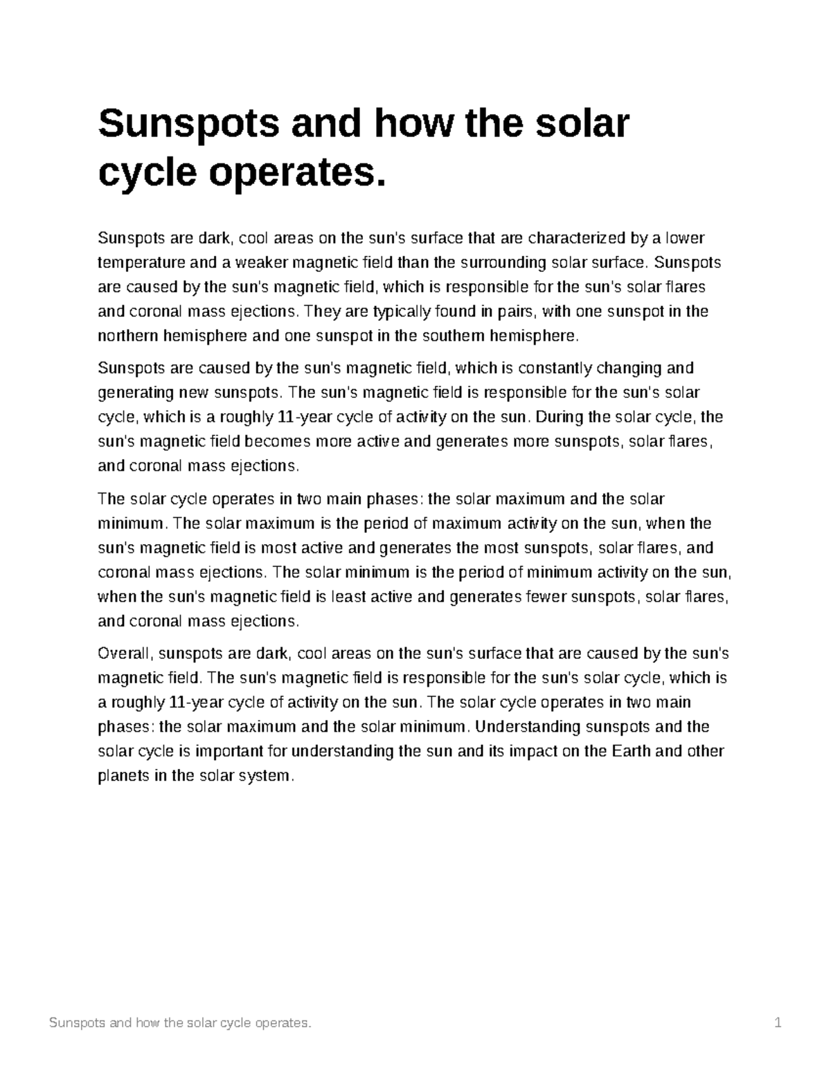 Sunspots and how the solar cycle operates - 1 Sunspots and how the ...