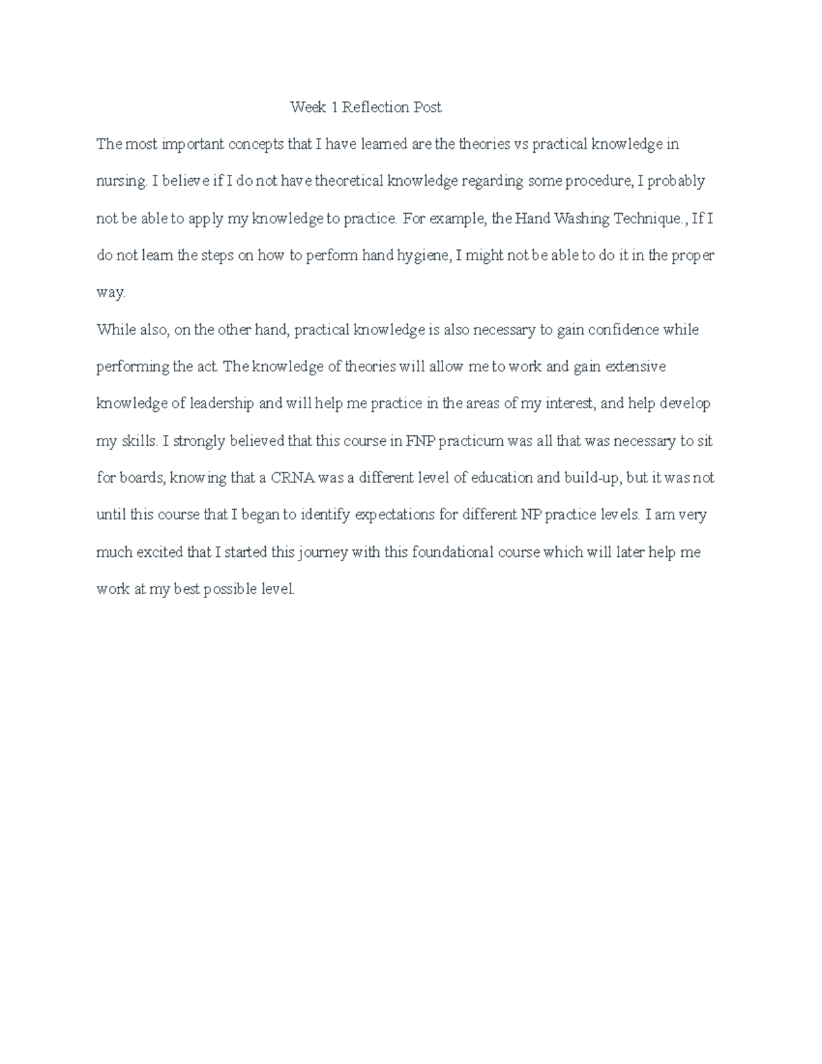 Week 1 reflection post - n/a - Week 1 Reflection Post The most ...