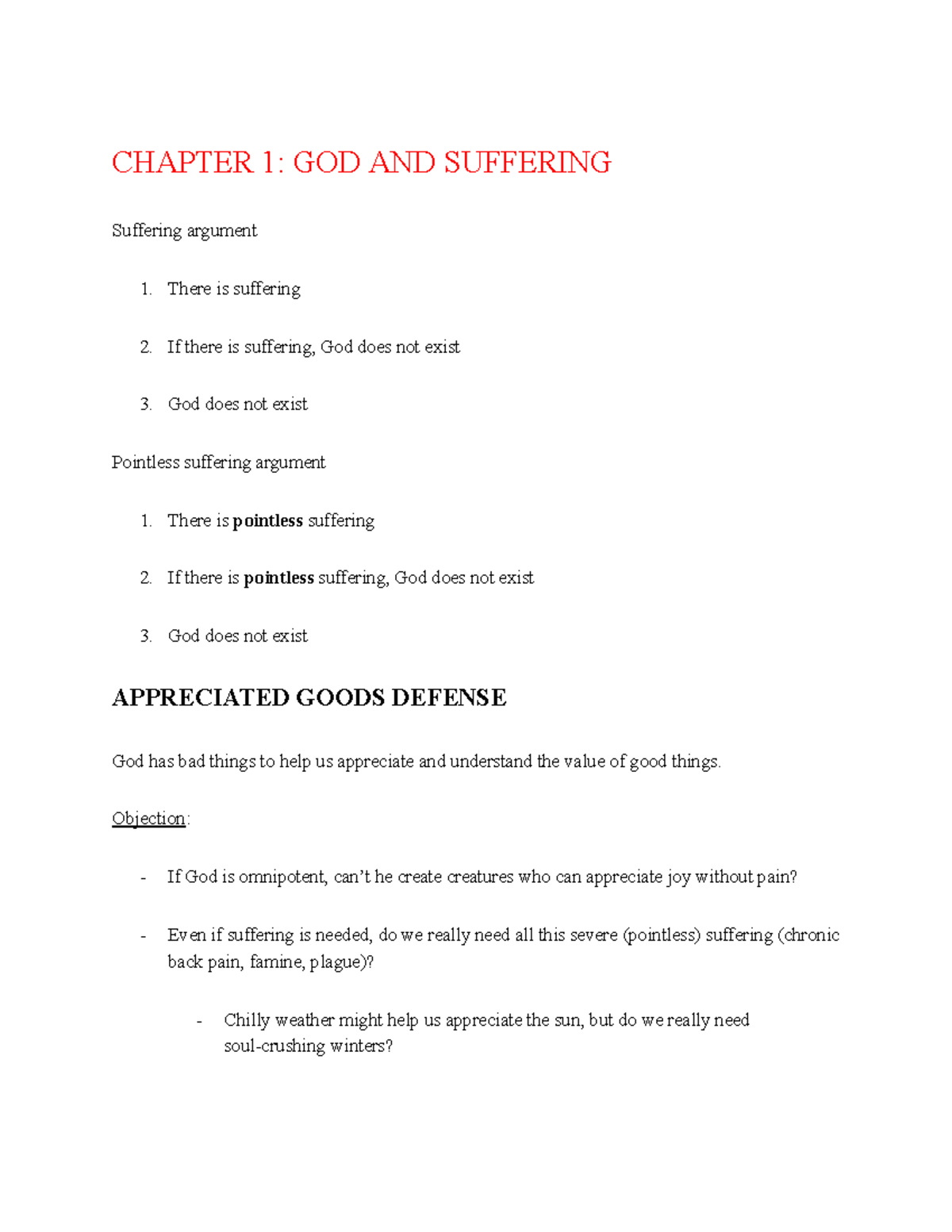 World Philosophy Midterm Review - CHAPTER 1: GOD AND SUFFERING ...