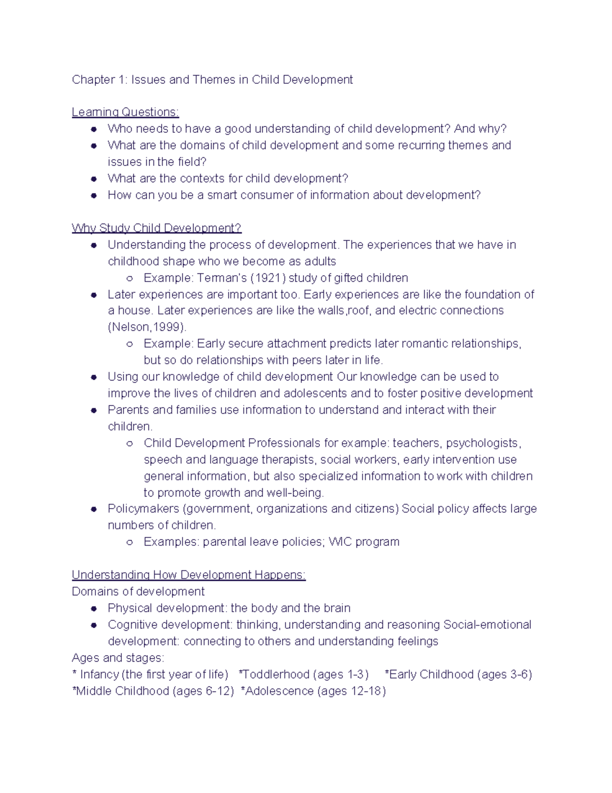 Chapter 1 issues and themes on child development - Chapter 1: Issues ...