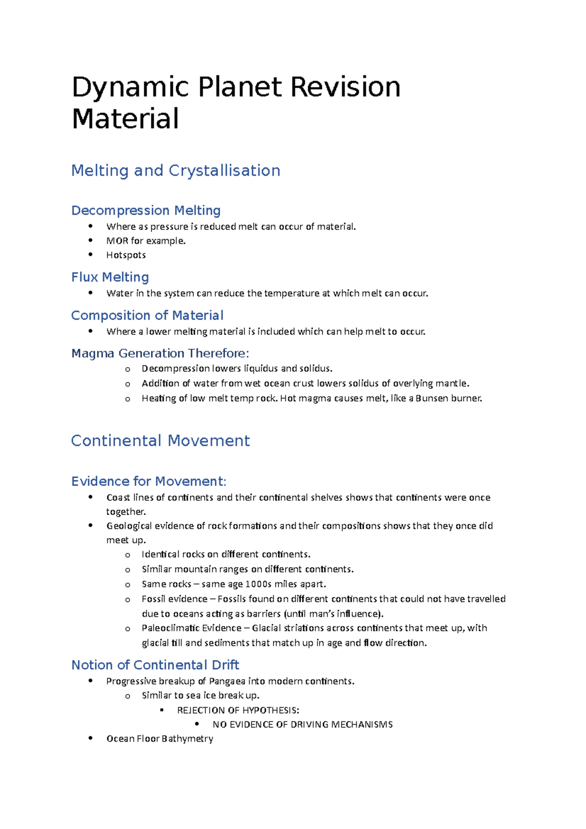 Dynamic Planet Revision Material - Dynamic Planet Revision Material Melting and Crystallisation ...