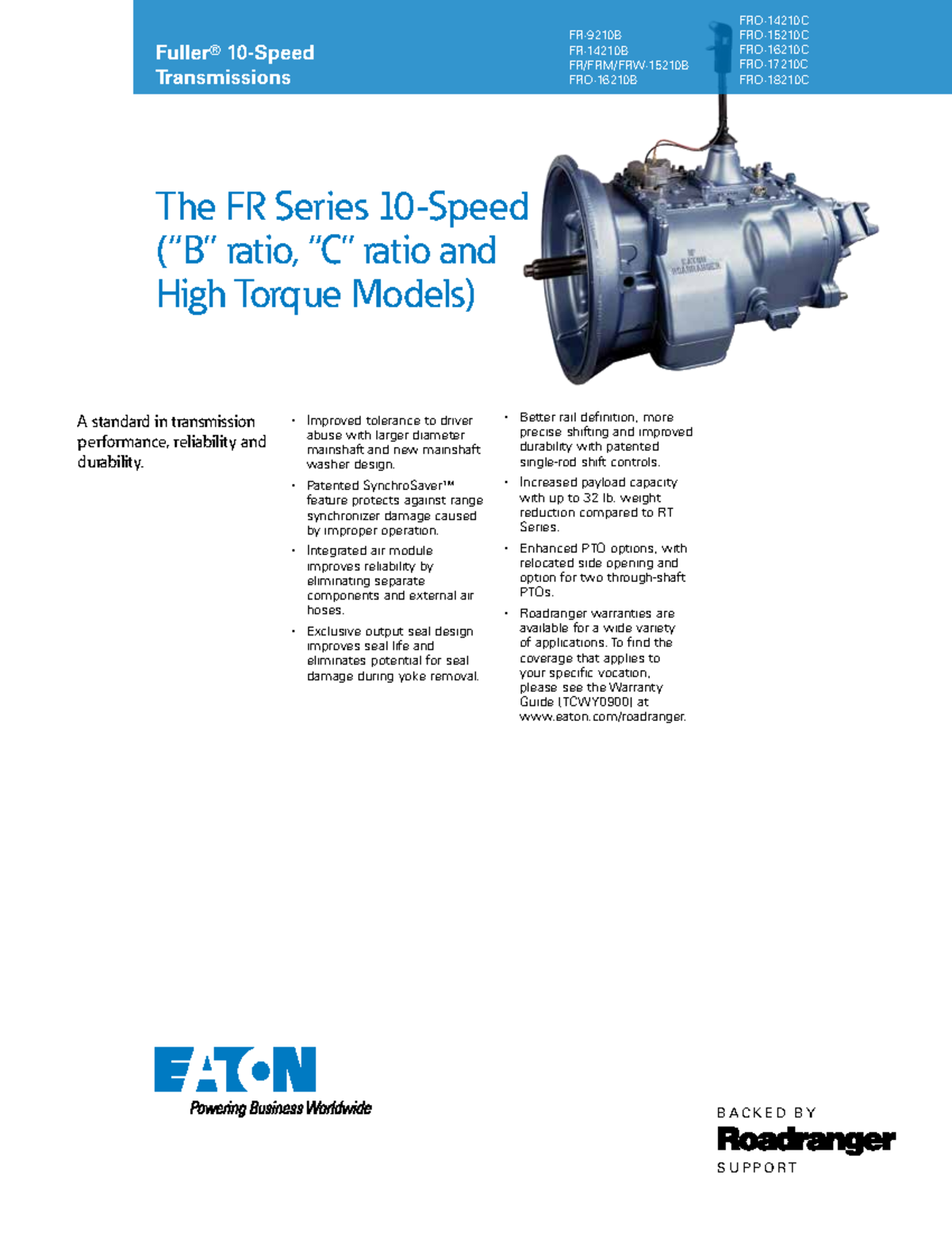 Fuller 10 Speed Transmisions - Fuller® 10-Speed Transmissions The FR ...