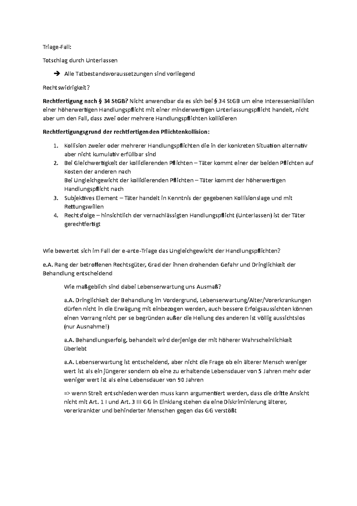 Triage-Fall - Examensvorbereitung - Triage-Fall: Totschlag durch ...