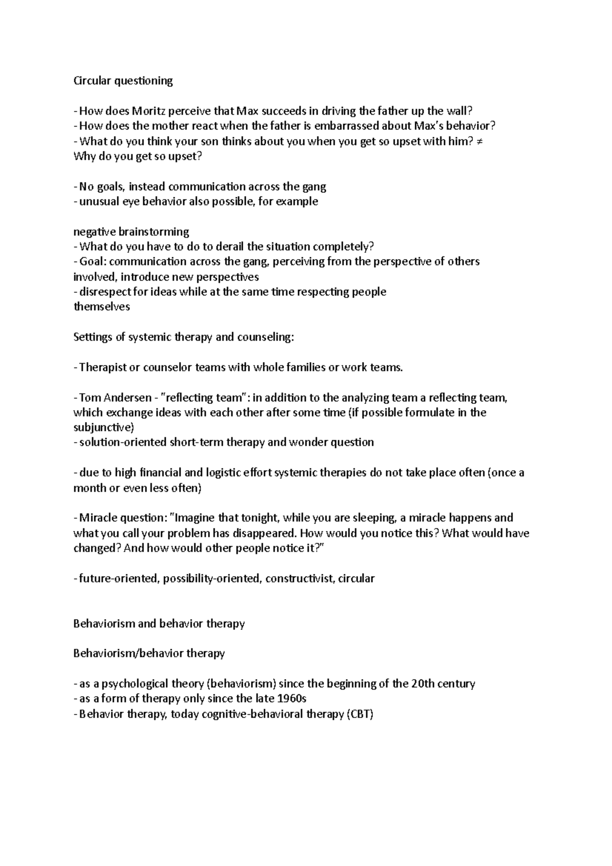 Circular questioning - Abnormal Psychology - Circular questioning How ...