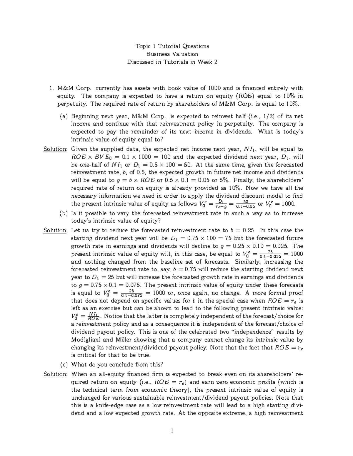 Bvt1sol - tutorial sol 1 - Topic 1 Tutorial Questions Business ...