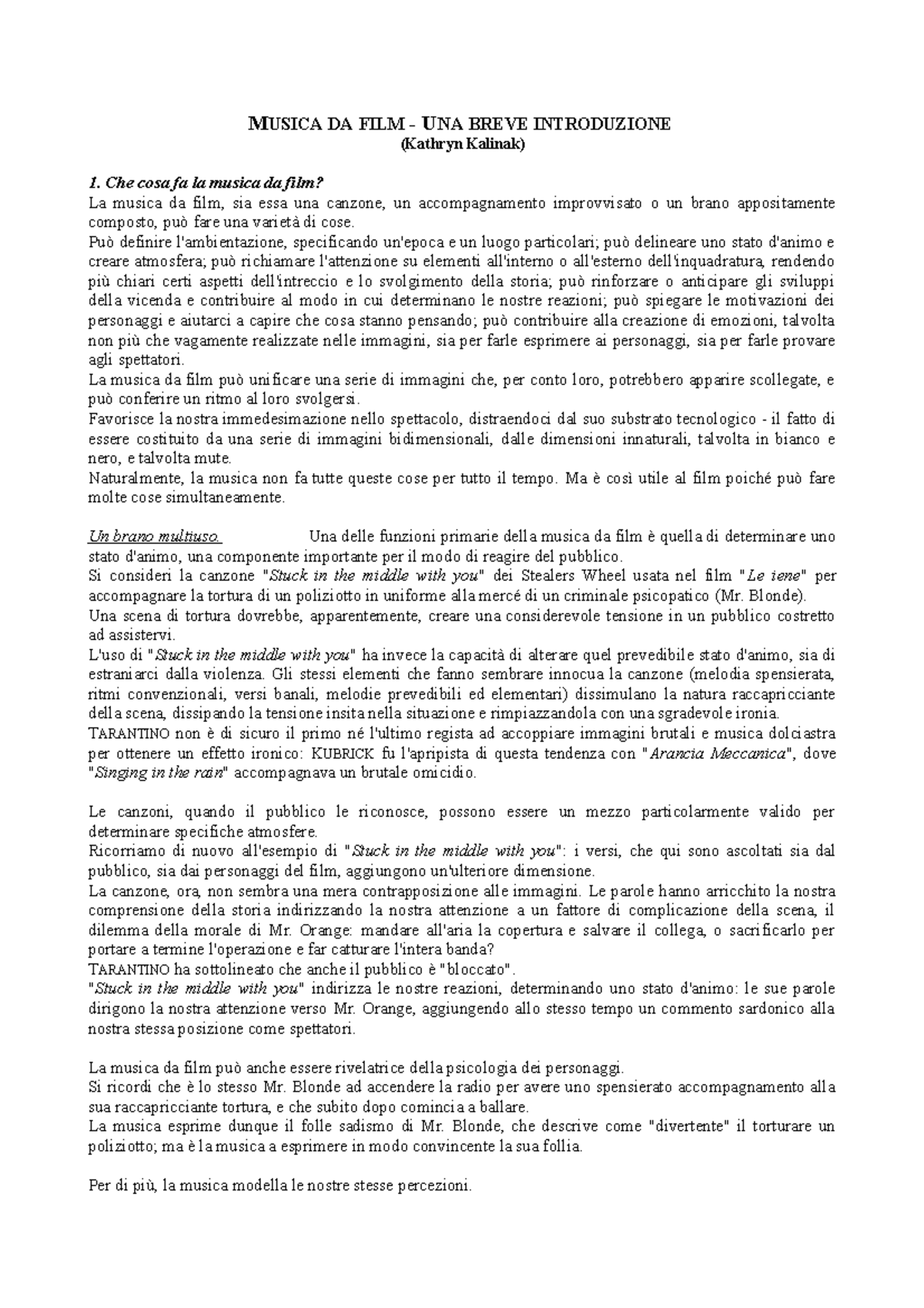 Musica da film - Una breve introduzione - MUSICA DA FILM UNA BREVE ...